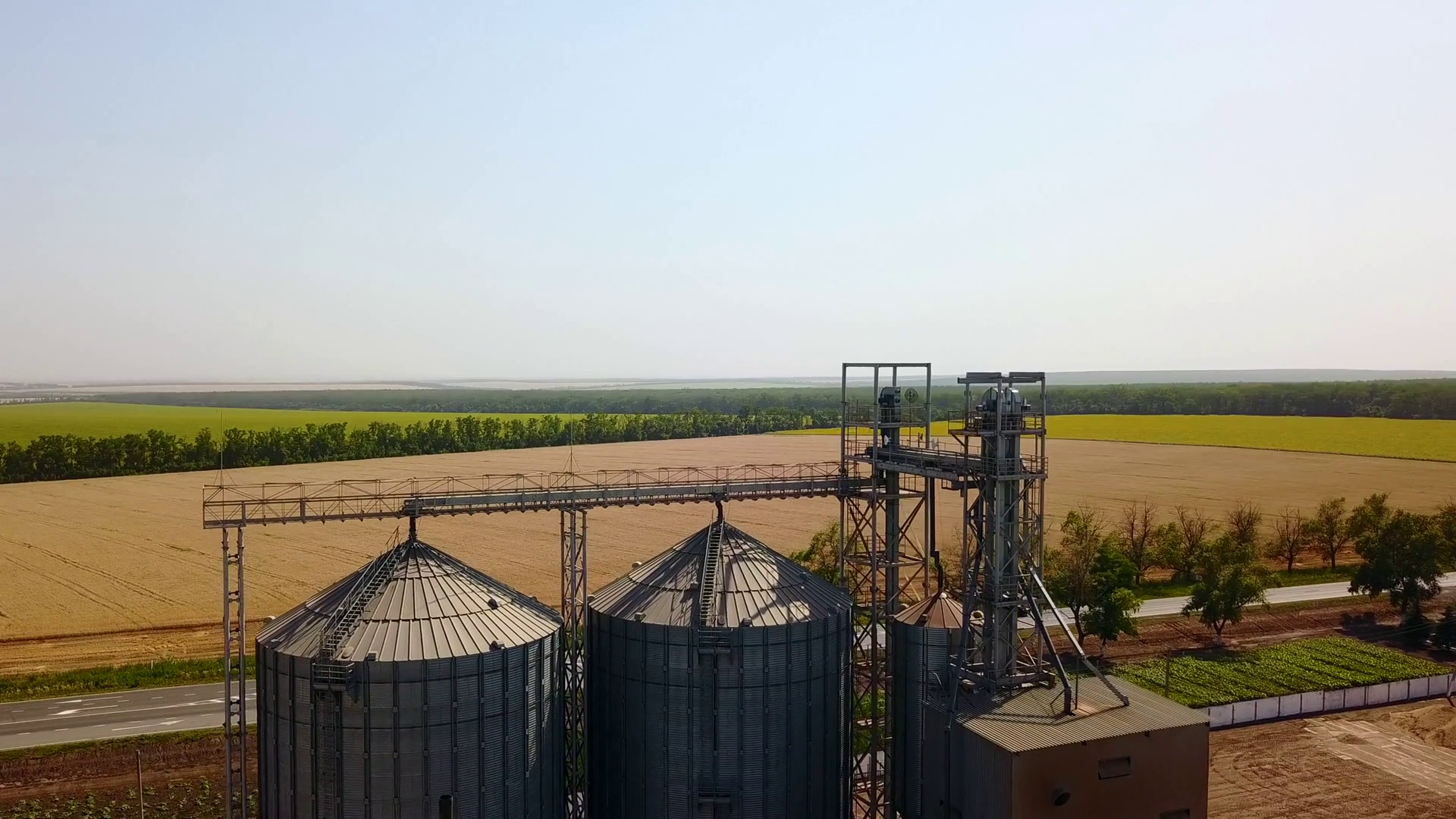 Aerial Of Grain Elevator In Front Of Wheat Stock Footage SBV-338587993 - Storyblocks