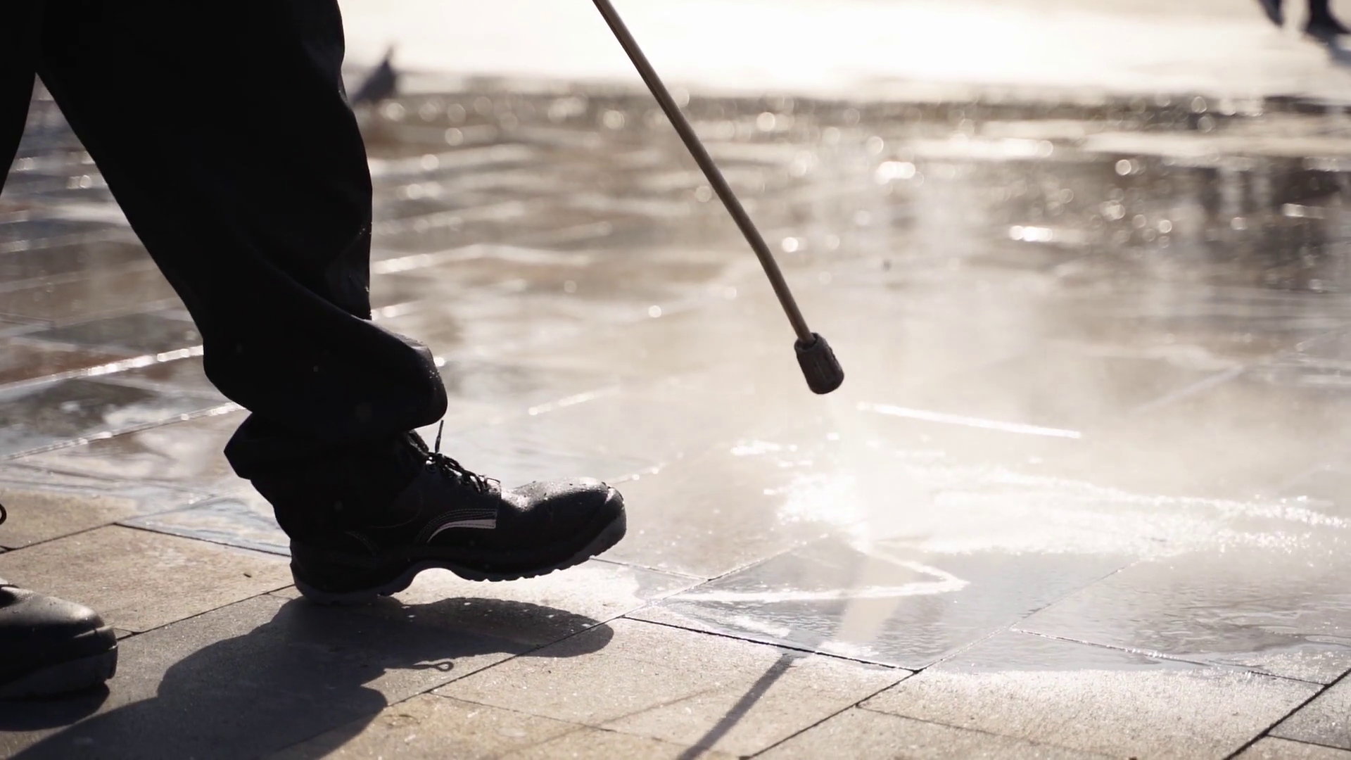 Cleaning City Streets With Water Pressure Stock Footage SBV-338239359 ...