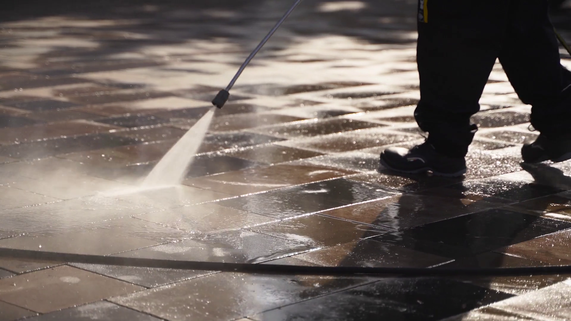 Cleaning City Streets With Water Pressure Stock Footage SBV-338239352 ...