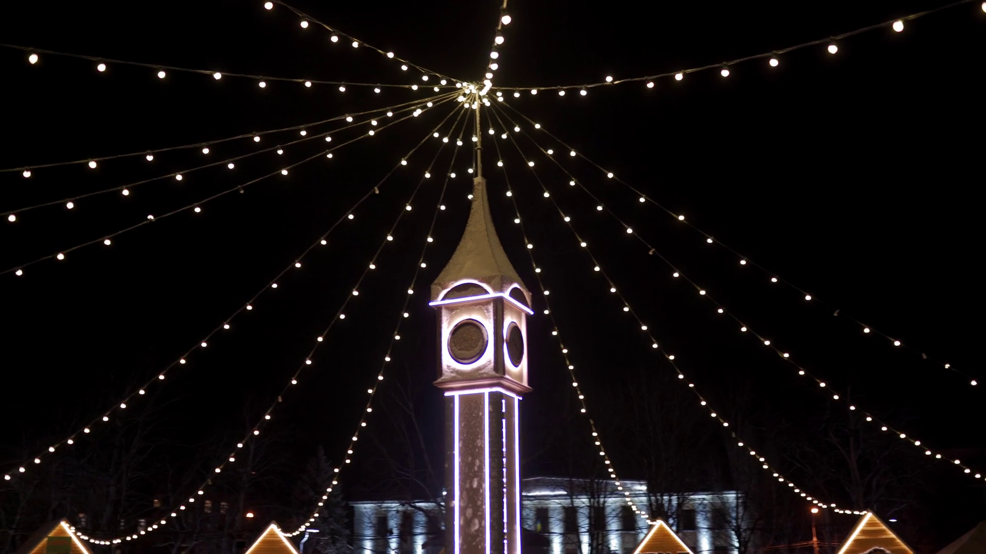 Clock Tower Decorated With Christmas Lights Stock Footage SBV-337883298 ...