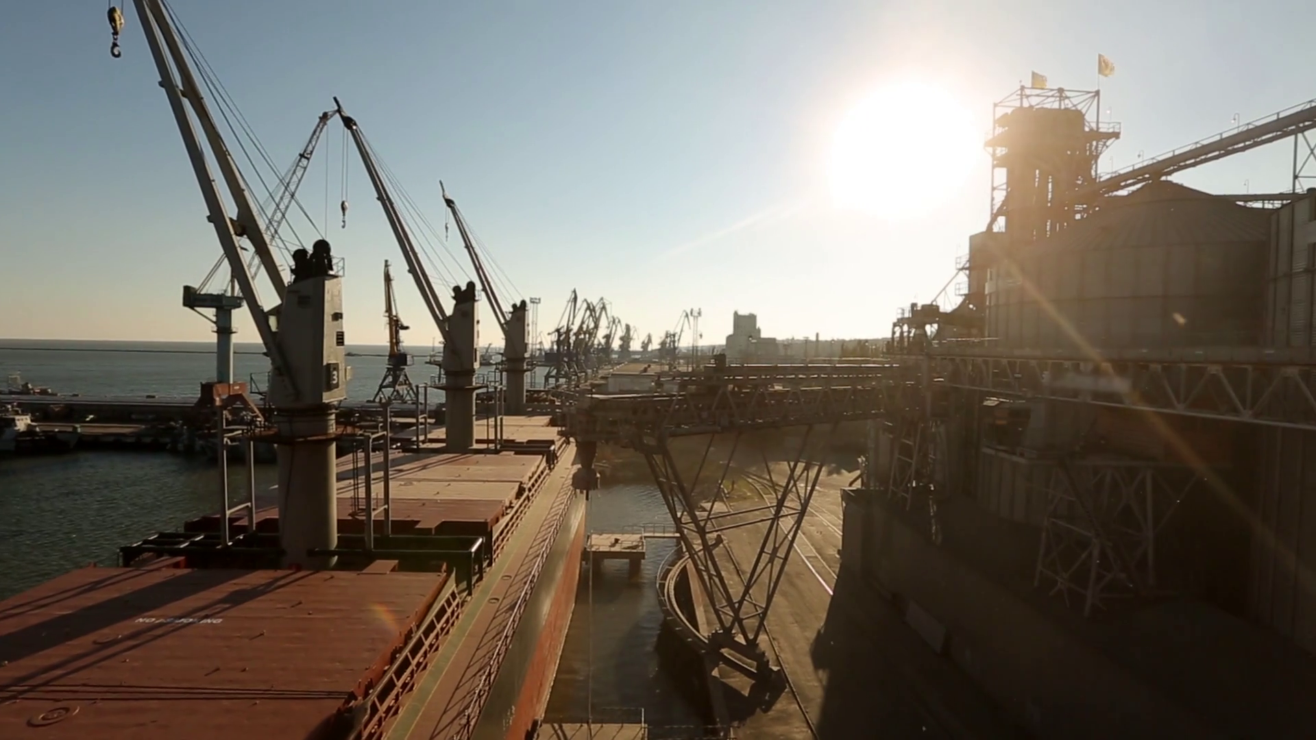 Panorama Of Grain Terminal At Seaport On Stock Footage SBV-324253490 ...