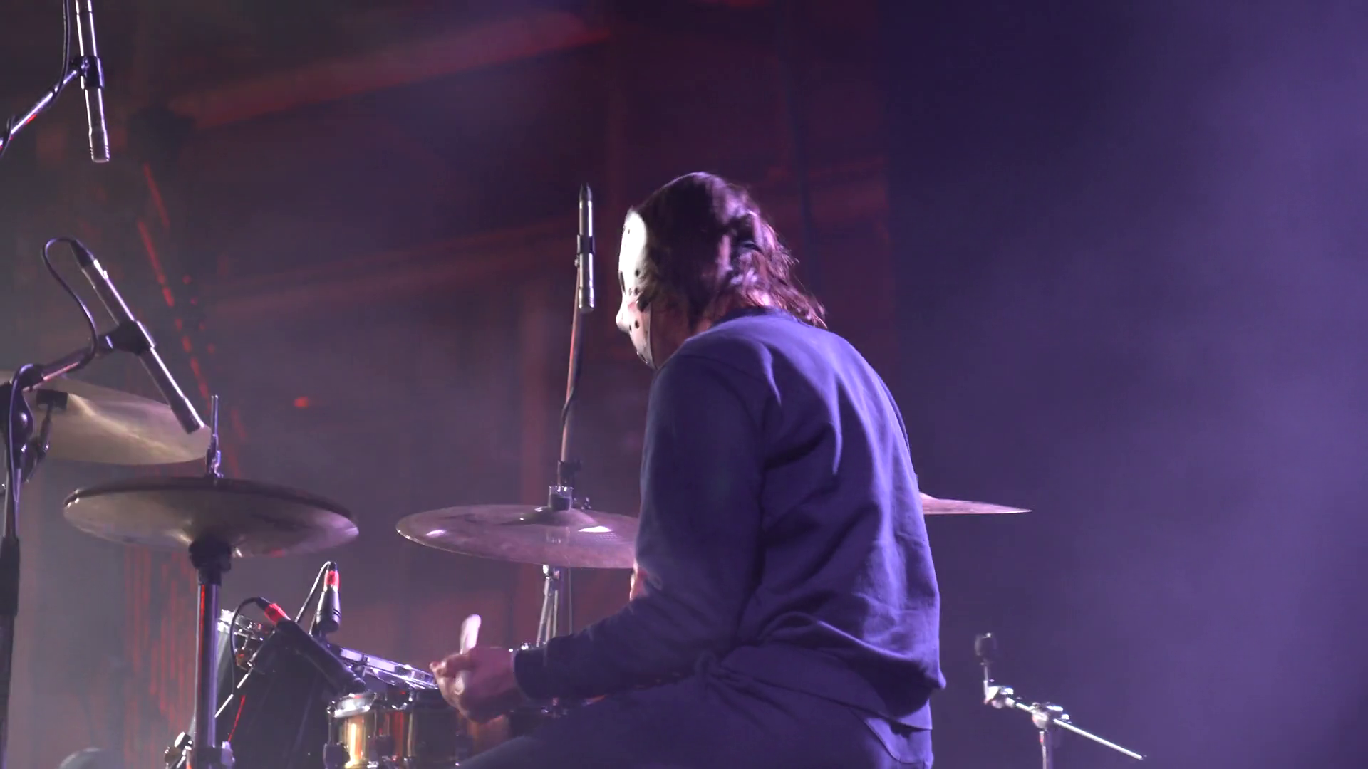 Closeup Back View Of Joyful Drummer Having Stock Footage SBV-351751124 ...