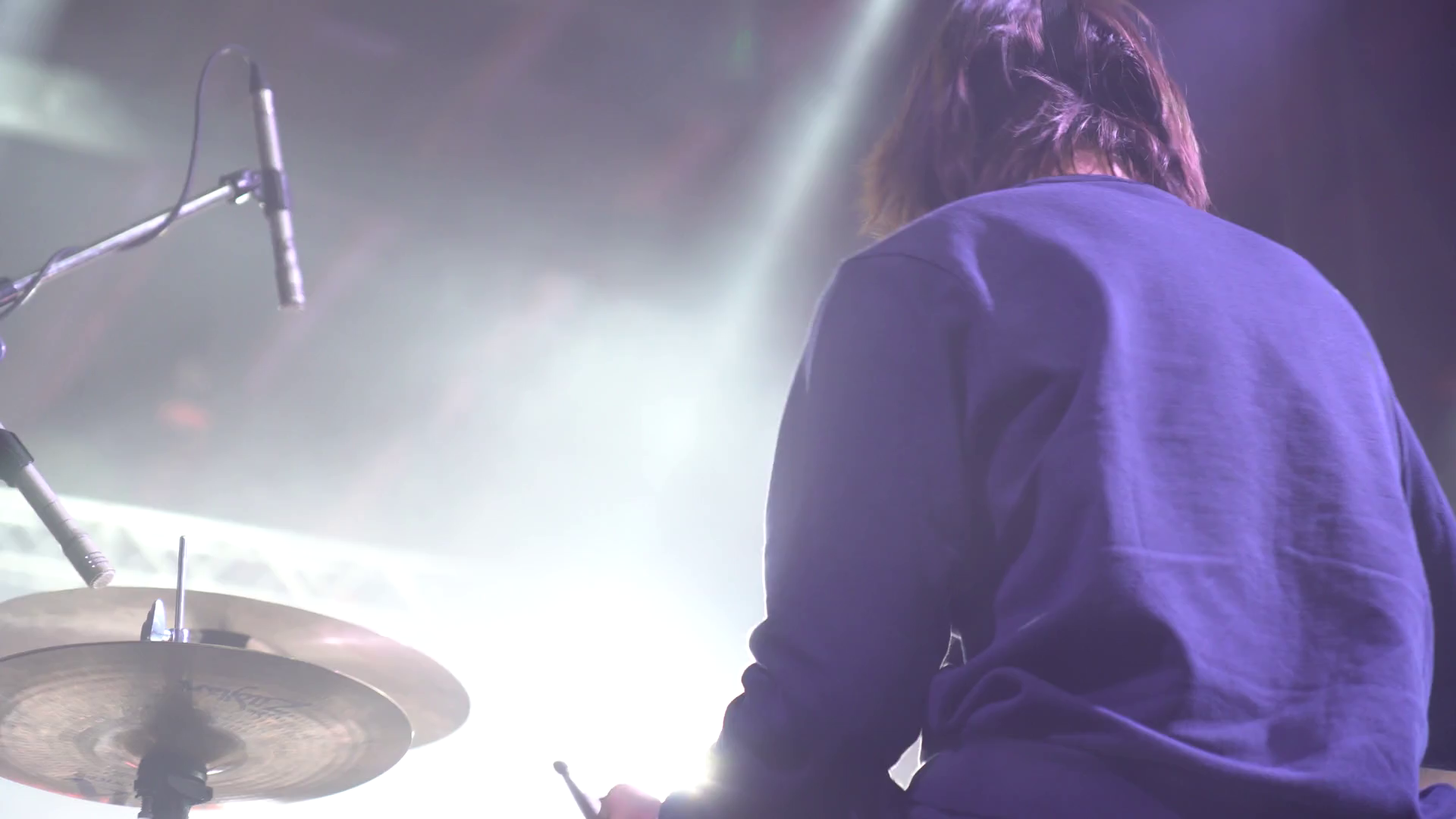 Closeup Back View Of Joyful Drummer Having Stock Footage SBV-351749794 ...