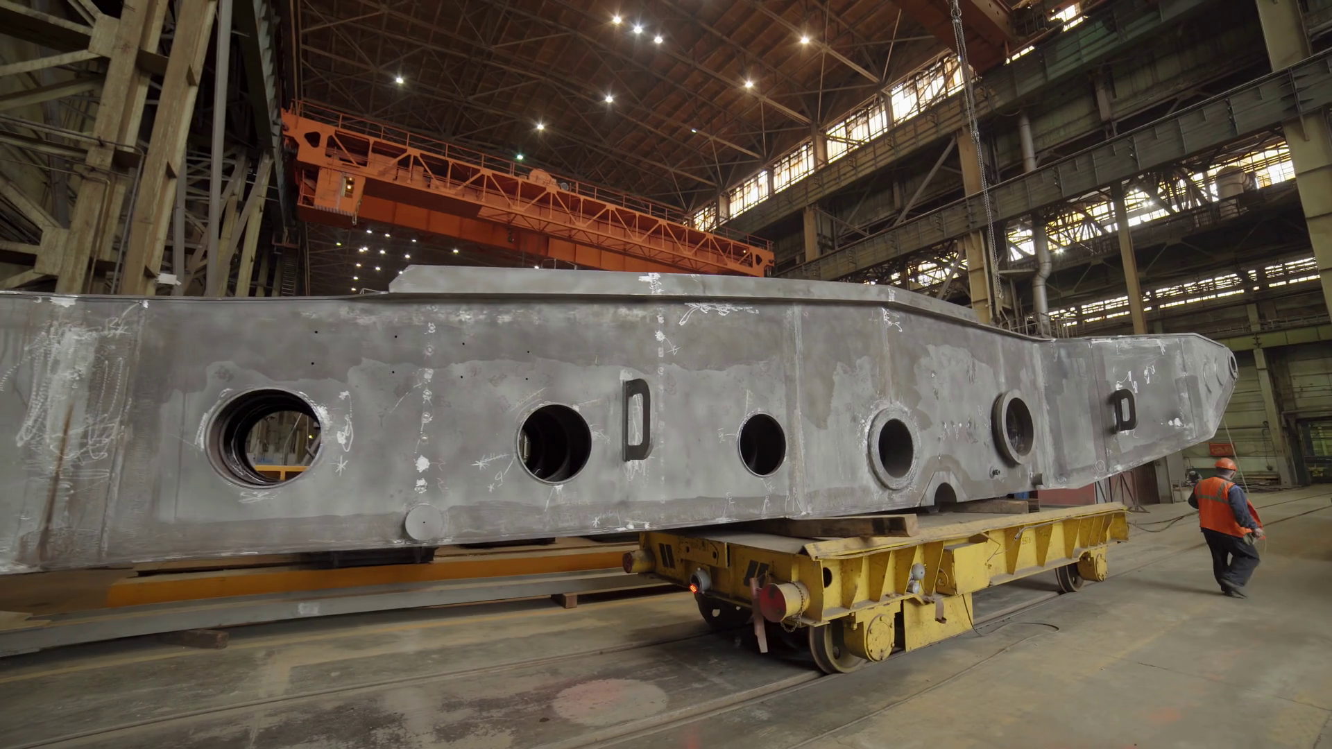 Heavy Metal Ship Component Moving On Wheeled Stock Footage SBV ...