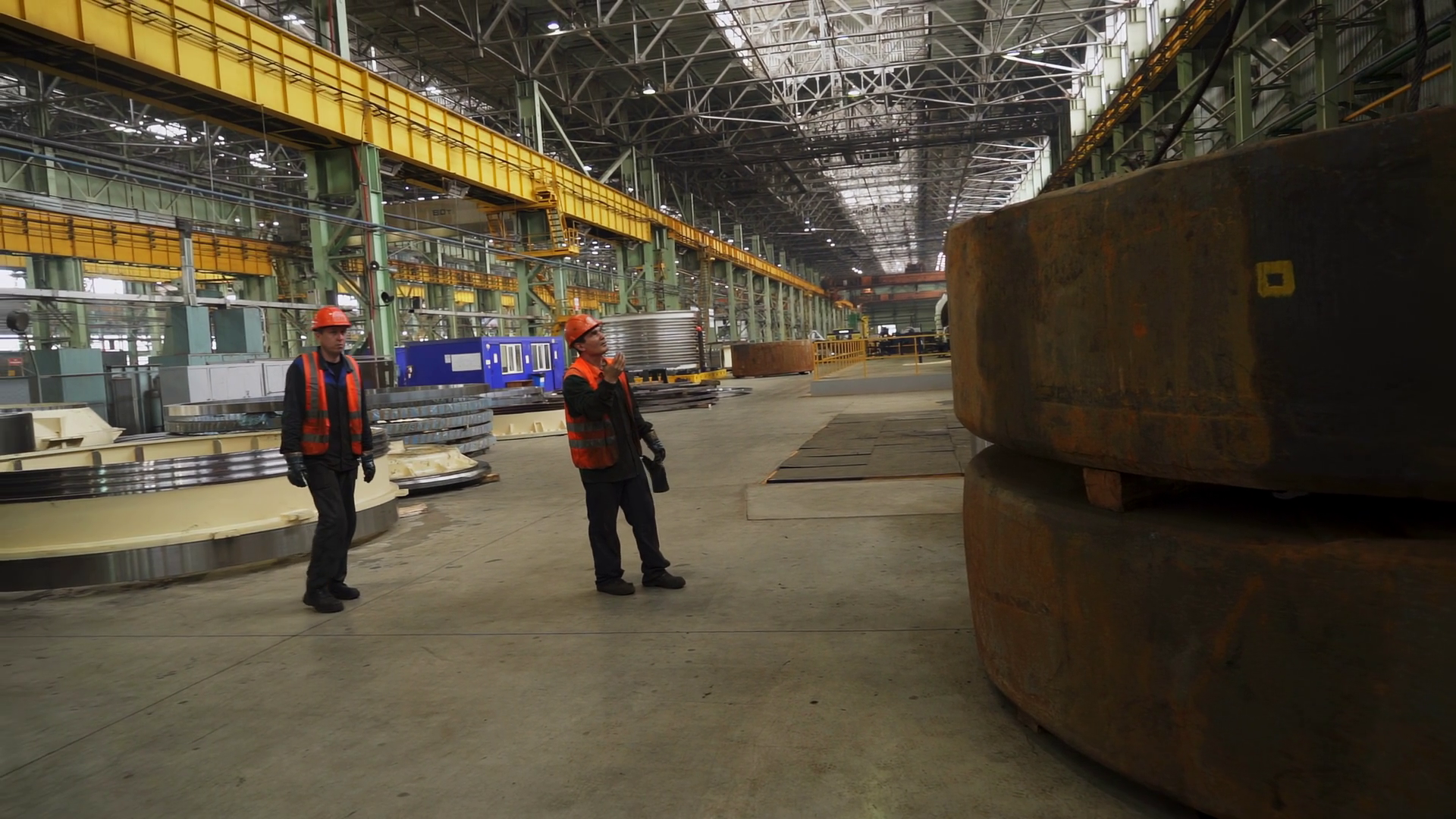 Engineers Walking In Steel Mill Discussing Stock Footage SBV-352229695 ...