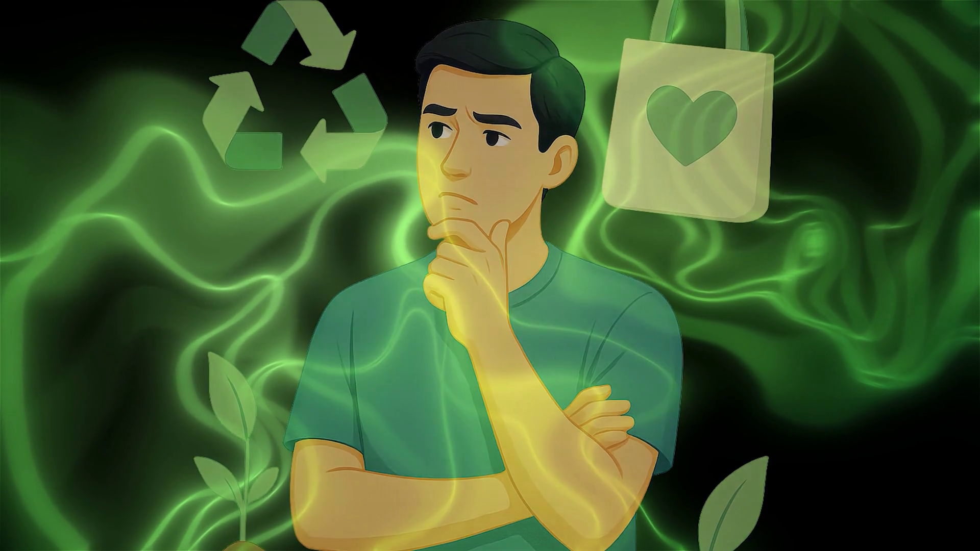 Man Thinking About Recycling Reusable Bags Stock Motion Graphics SBV ...