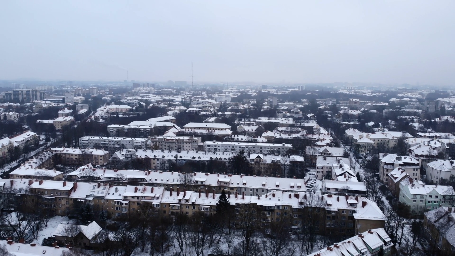 Aerial View Capturing Icy City Skyline With Stock Footage SBV-353393310 ...