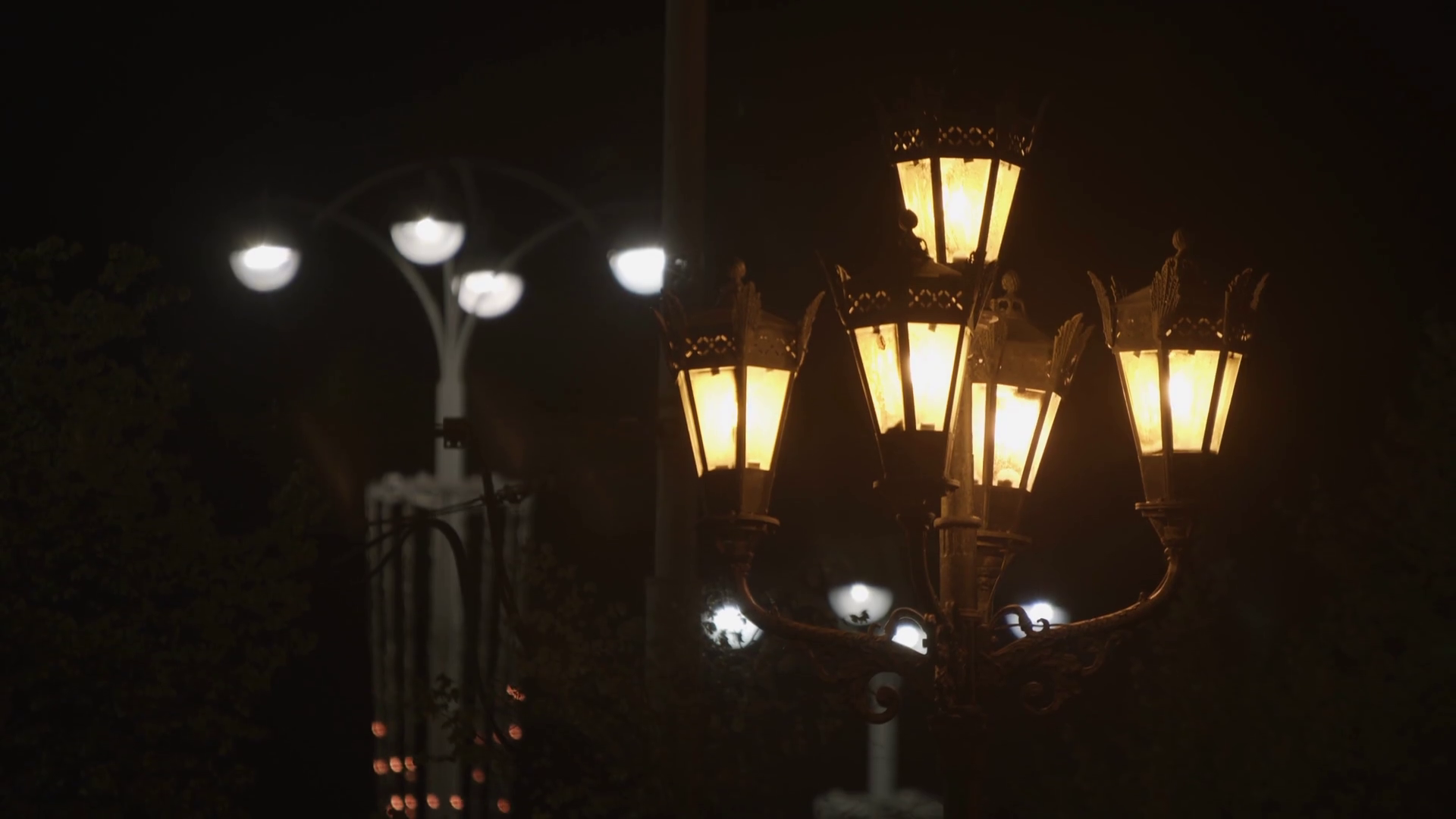 Two Different Street Lanterns On Black Sky Stock Footage SBV-348449495 ...
