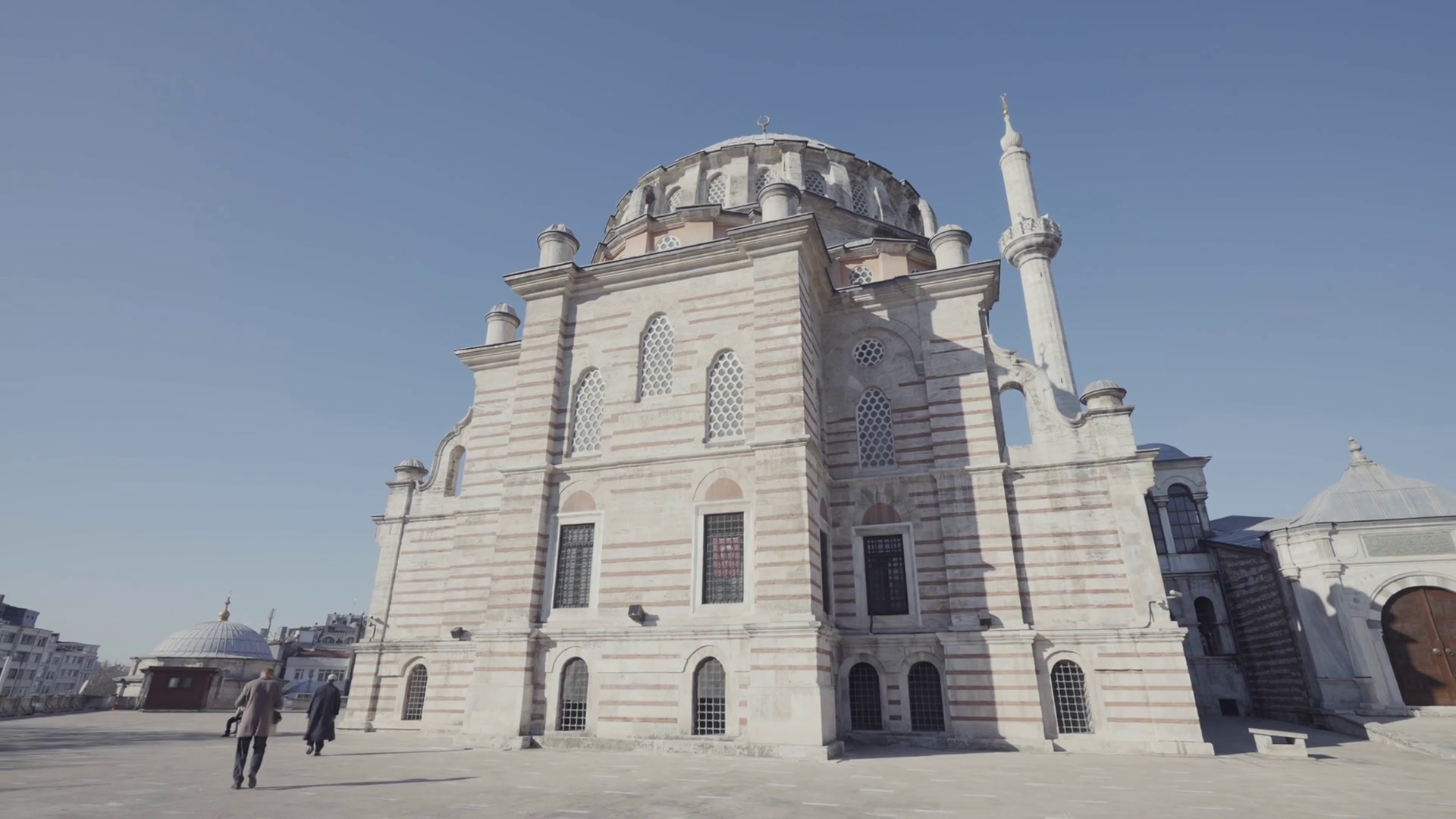 Bottom Rear View Of Giant Muslim Mosque On Stock Footage SBV-348447449 ...
