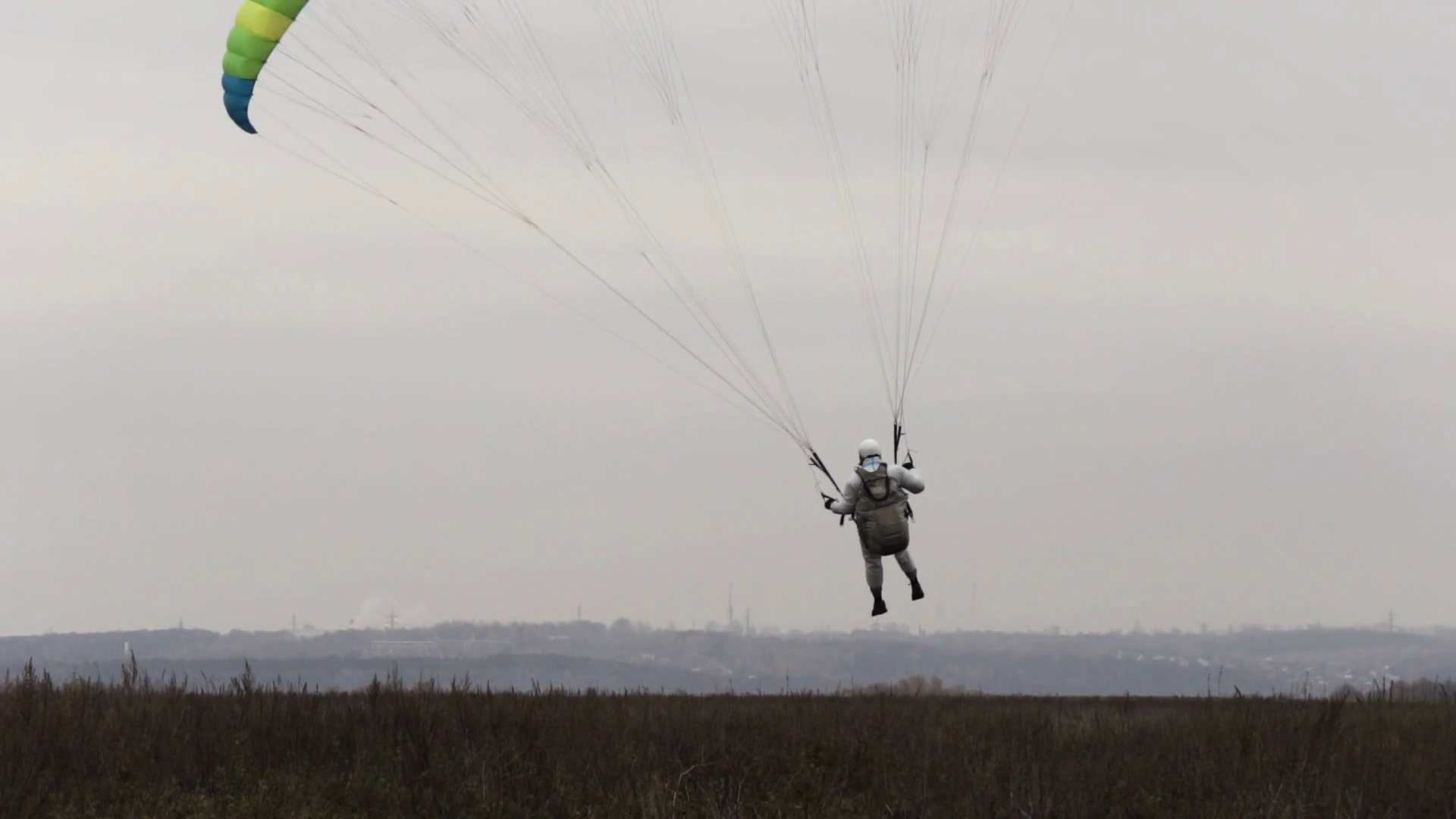 Paraglider Landing On Withered Autumn Field Stock Footage SBV-348439795 ...