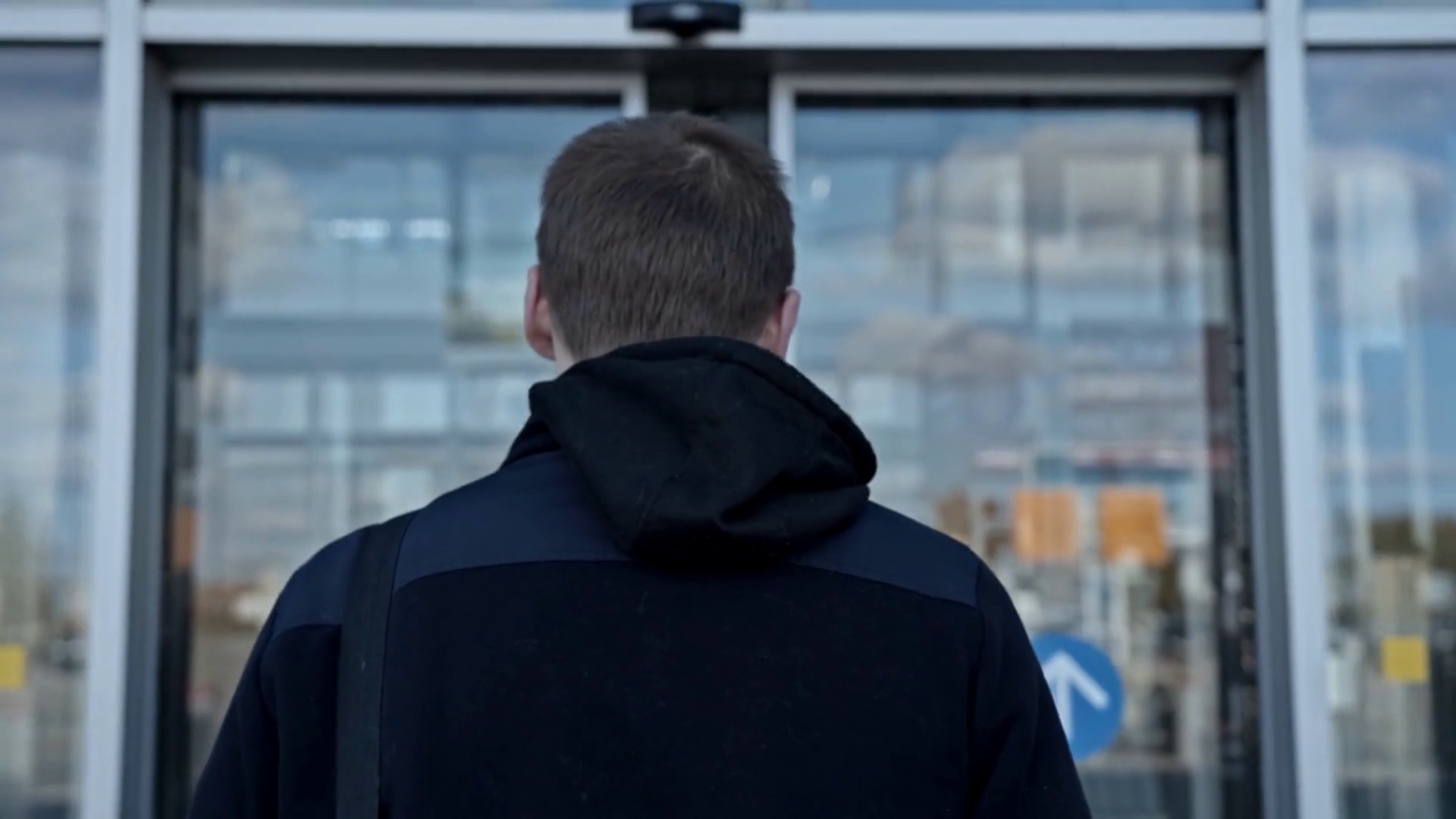 Rear View Of Young Man Going Inside Shopping Stock Footage SBV ...