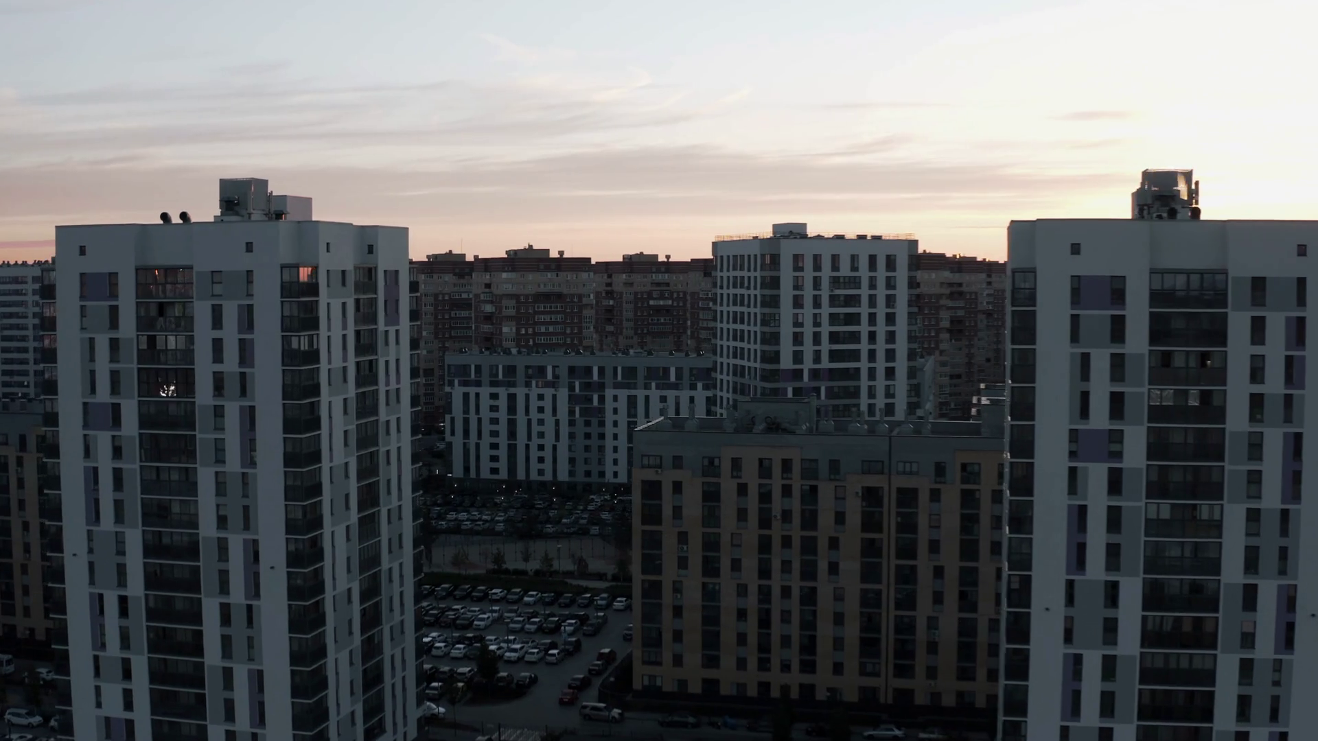 Top View Of Urban Area At Sunset High-rise Stock Footage SBV-348500117 ...