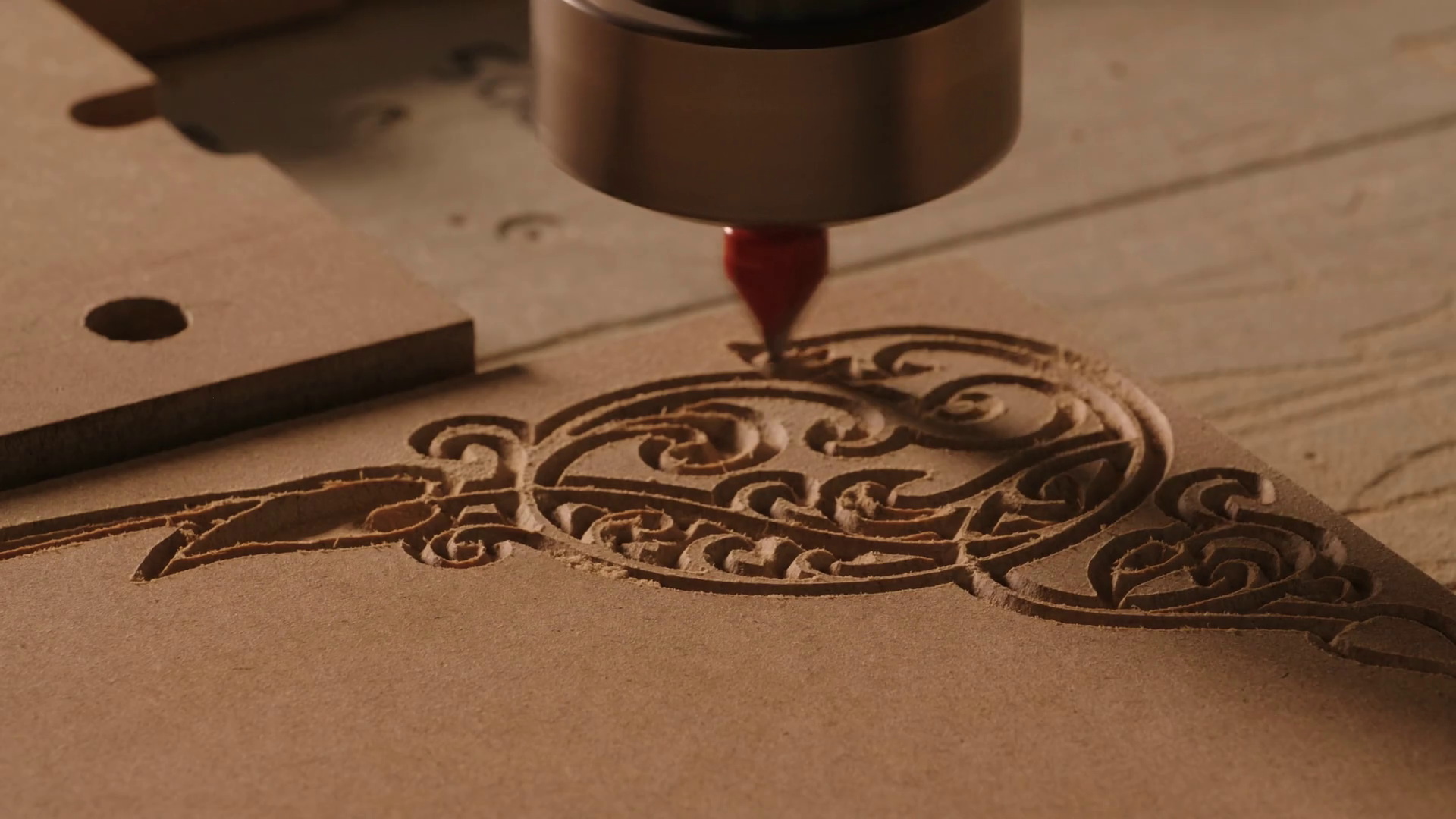 Carving Geometric Pattern On Wooden Sheet Stock Footage SBV-348496616 ...
