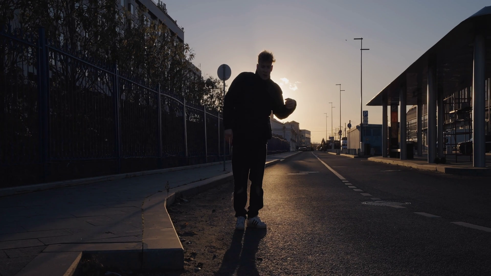 Dancing Man In Street With Sunset Behind Stock Footage SBV-348505486 ...
