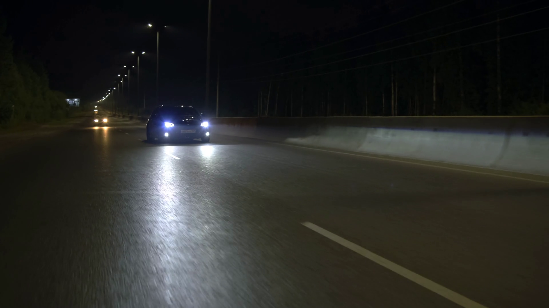 Tracking Shot Of Car Driving On Dark Rural Stock Footage SBV-348493079 ...