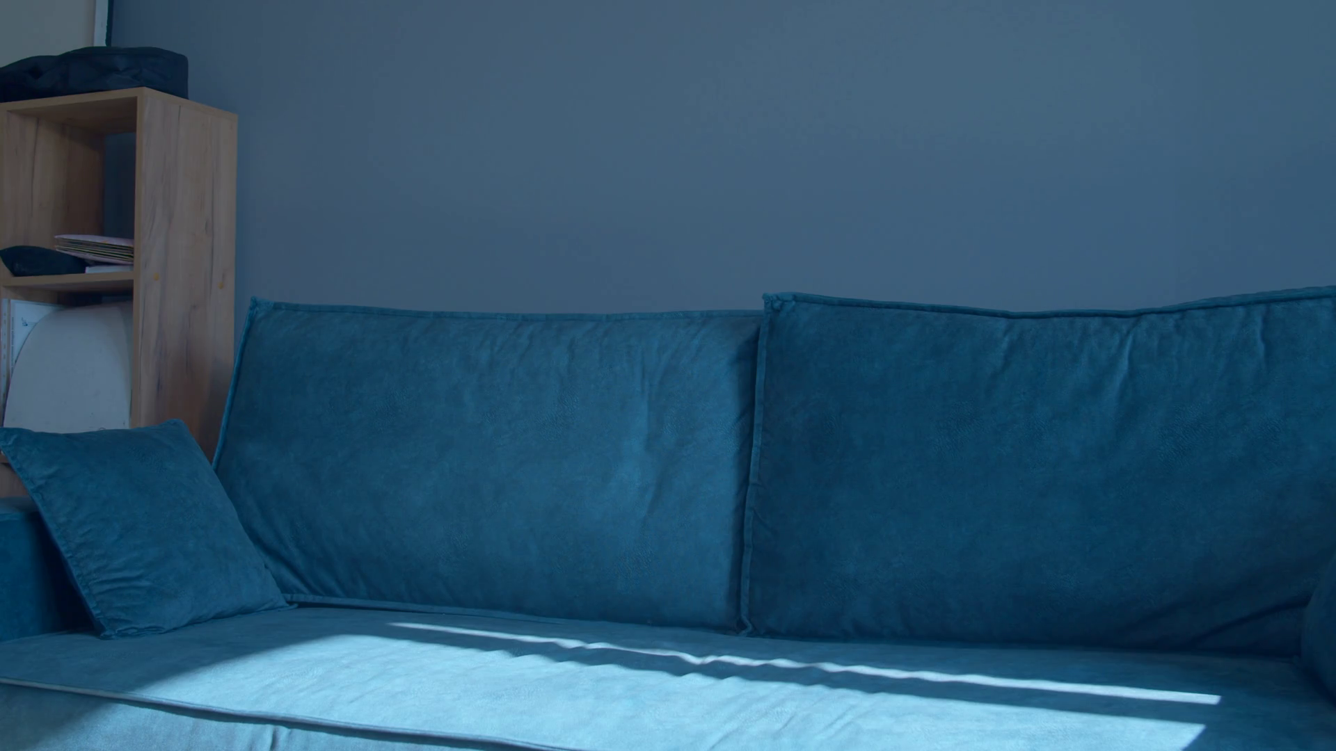 Blue Empty Sofa In Home Interior Media Stock Footage SBV-348502758 ...