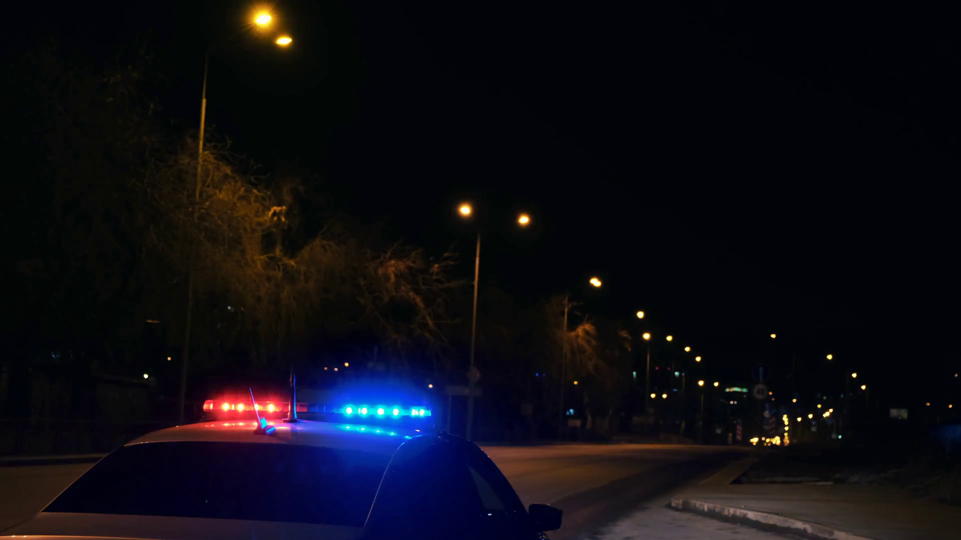 Flashing Lights Of Police Car In Night City Stock Footage SBV-348495134 ...