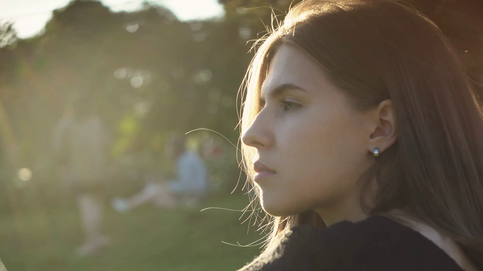 Profile Of Young Woman In Sunlight Warm Sun Stock Footage SBV-348468324 ...