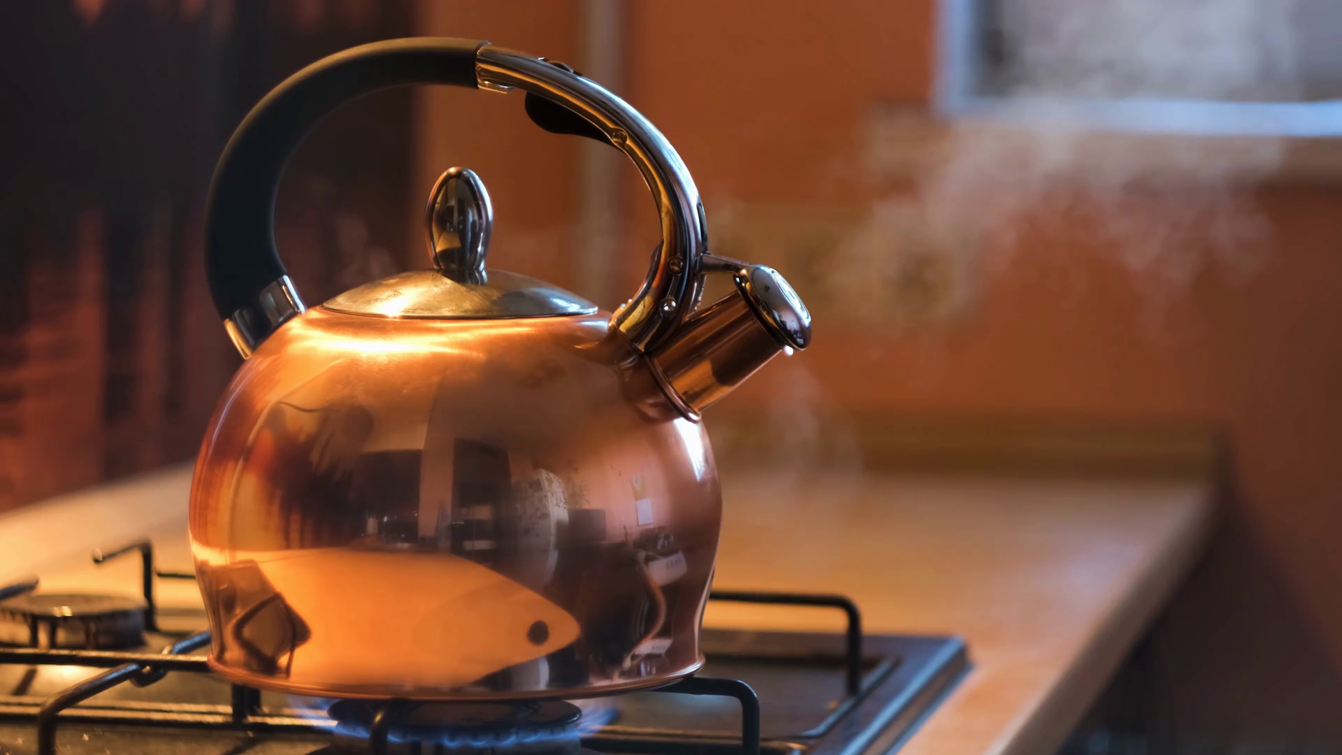 A Metal Silver Teapot On Gas Stove In Stock Footage SBV-348489888 ...