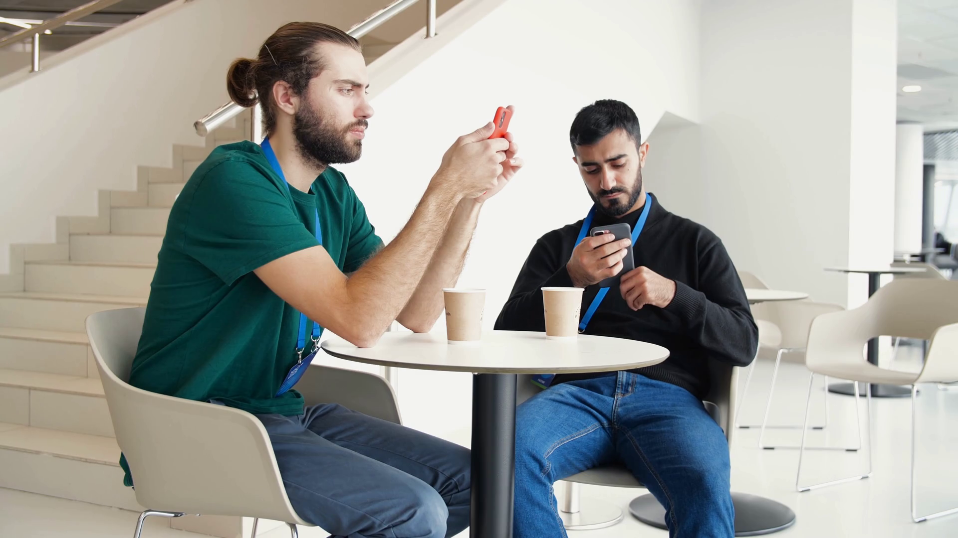 Workers Sit On Phones At Lunch In Office Stock Footage SBV-348490891 ...