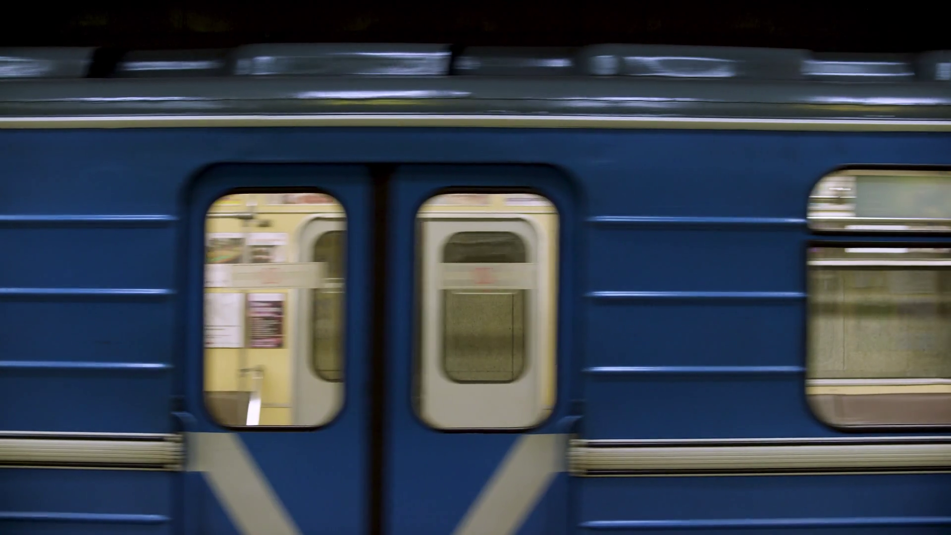 Blue Subway Train With People Inside Picking Stock Footage SBV ...