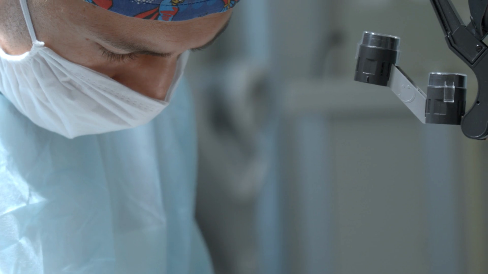 Close Up Of Male Doctors Heads In Sterile Stock Footage SBV-348593068 ...