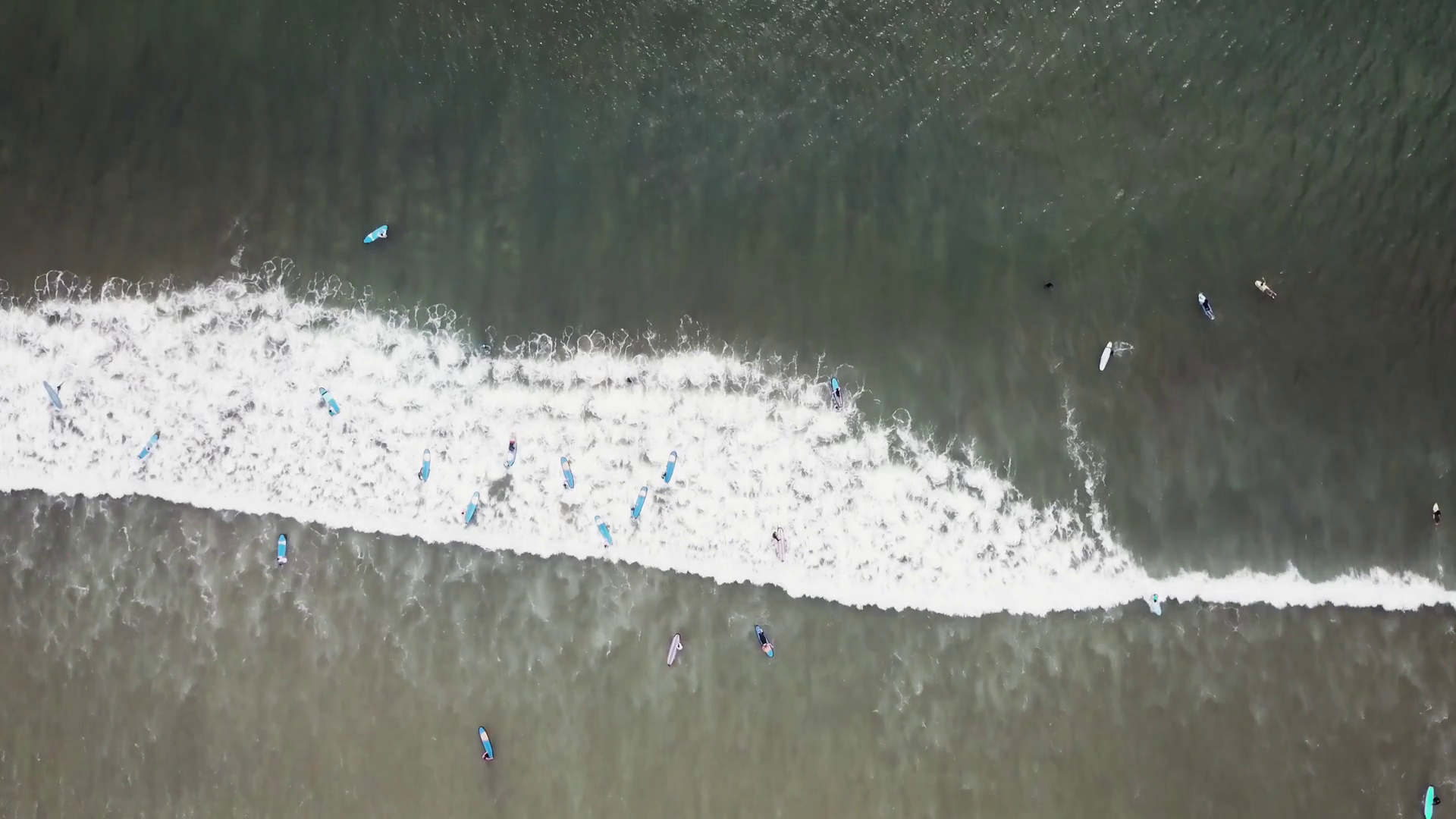 Aerial View Of Surfer Swimming On Board Near Stock Footage SBV ...