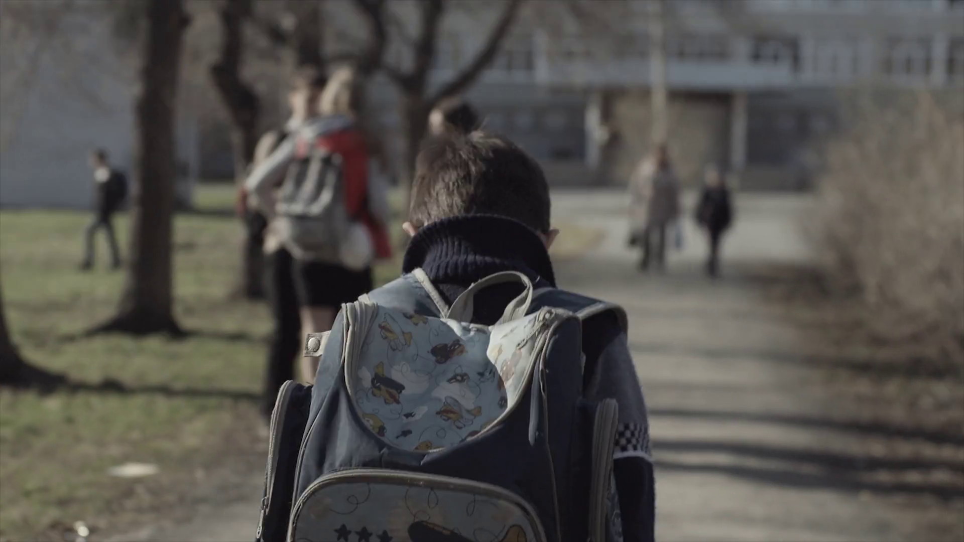 Rear Side View Of Child Carrying Backpack Stock Footage SBV-348518922 ...
