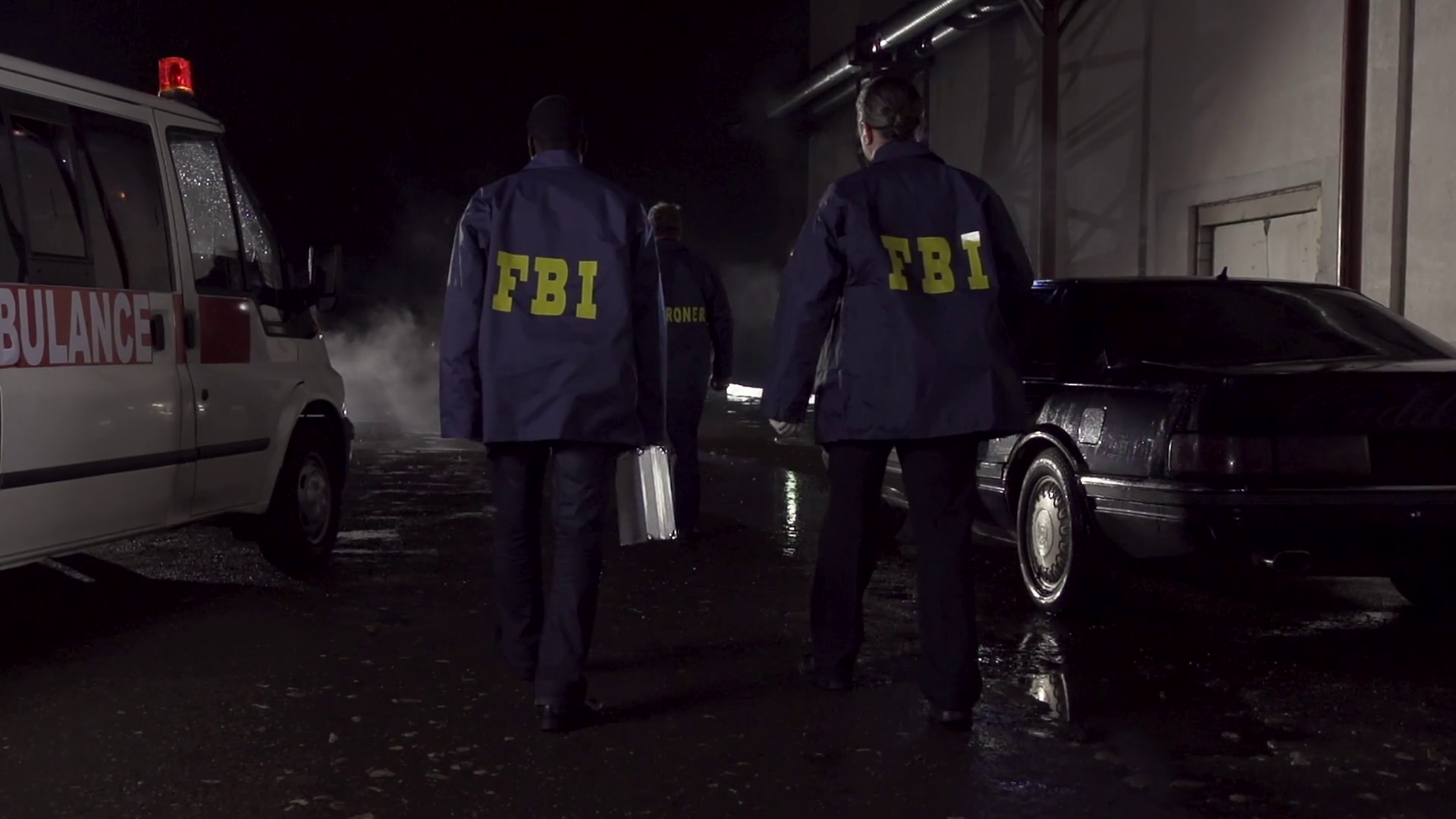 Fbi Agents Work At Scene At Night Police Car Stock Footage SBV ...