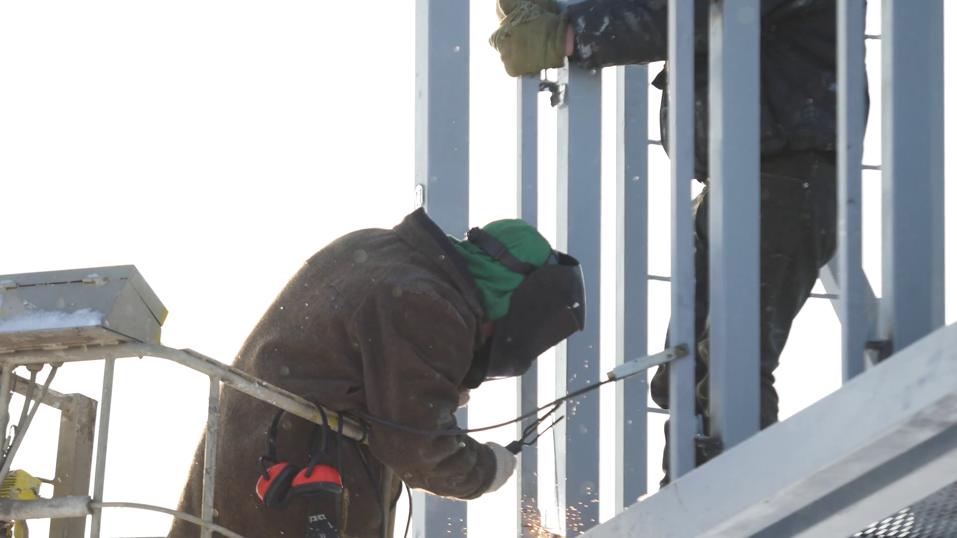 Construction Workers Working On Scaffolding Stock Footage SBV-348526892 ...