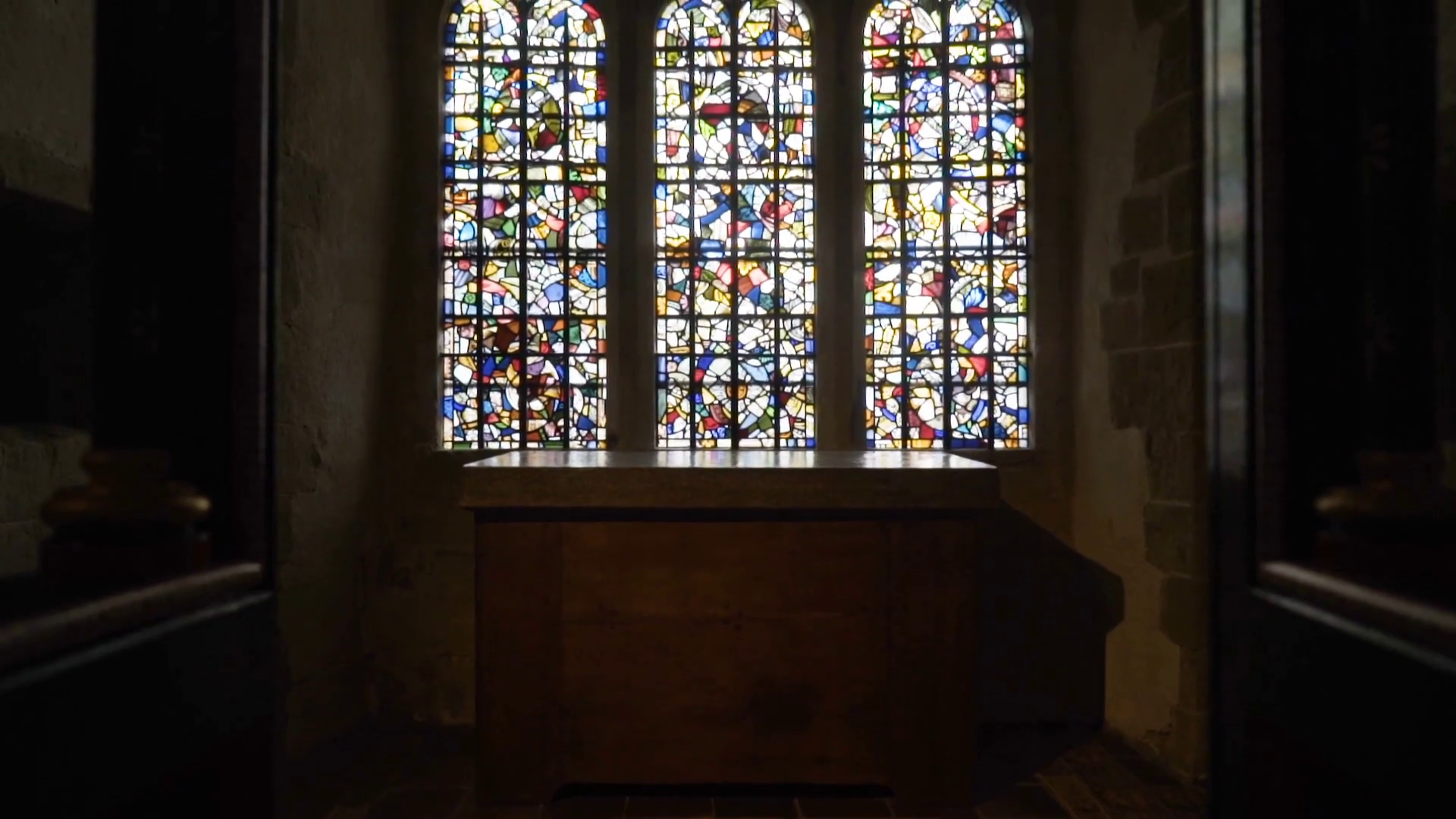 Stained Glass Windows In Old Building Action Stock Footage SBV ...