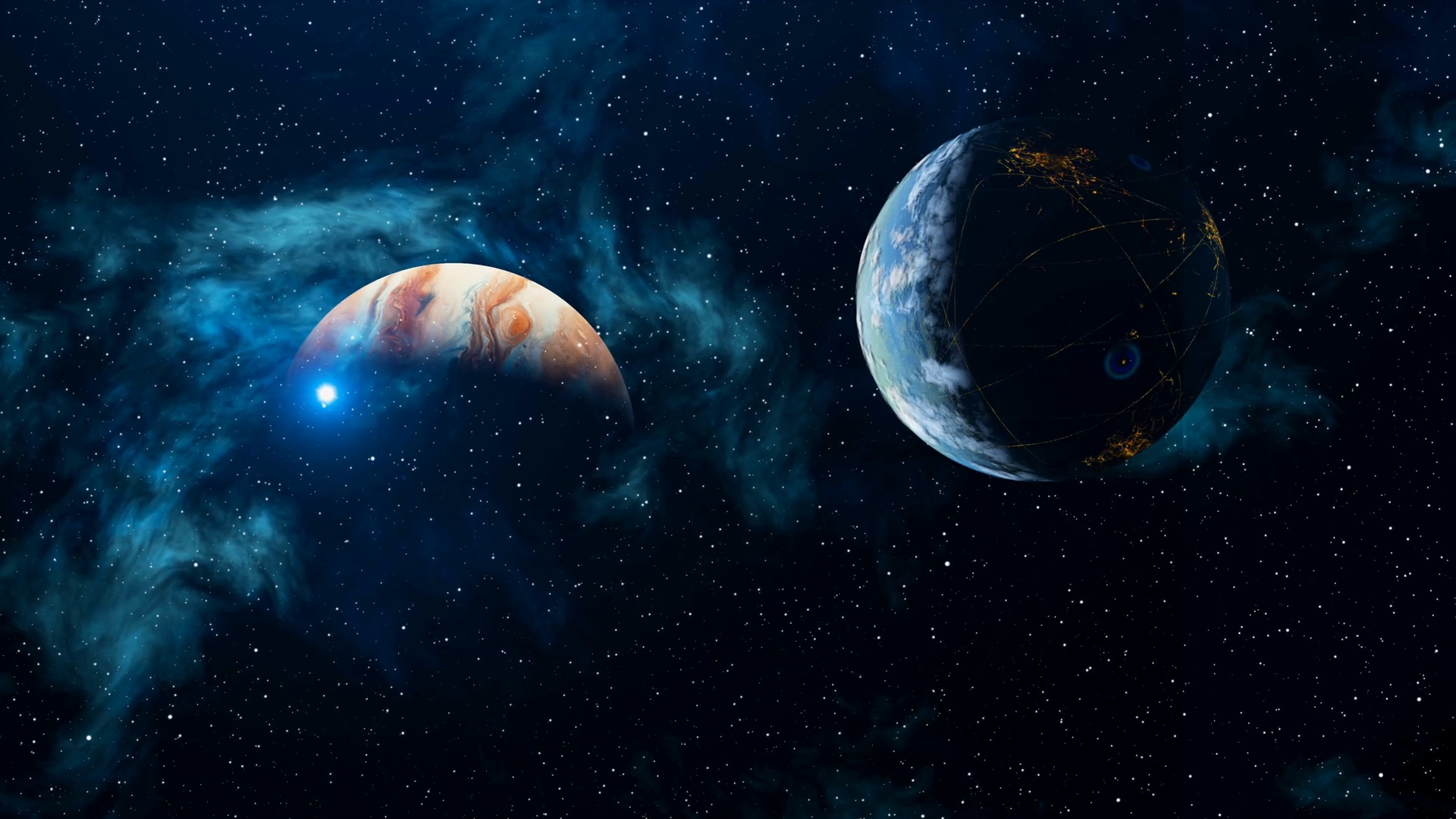 Abstract Realistic Planets Rotating On Black Stock Motion Graphics SBV ...