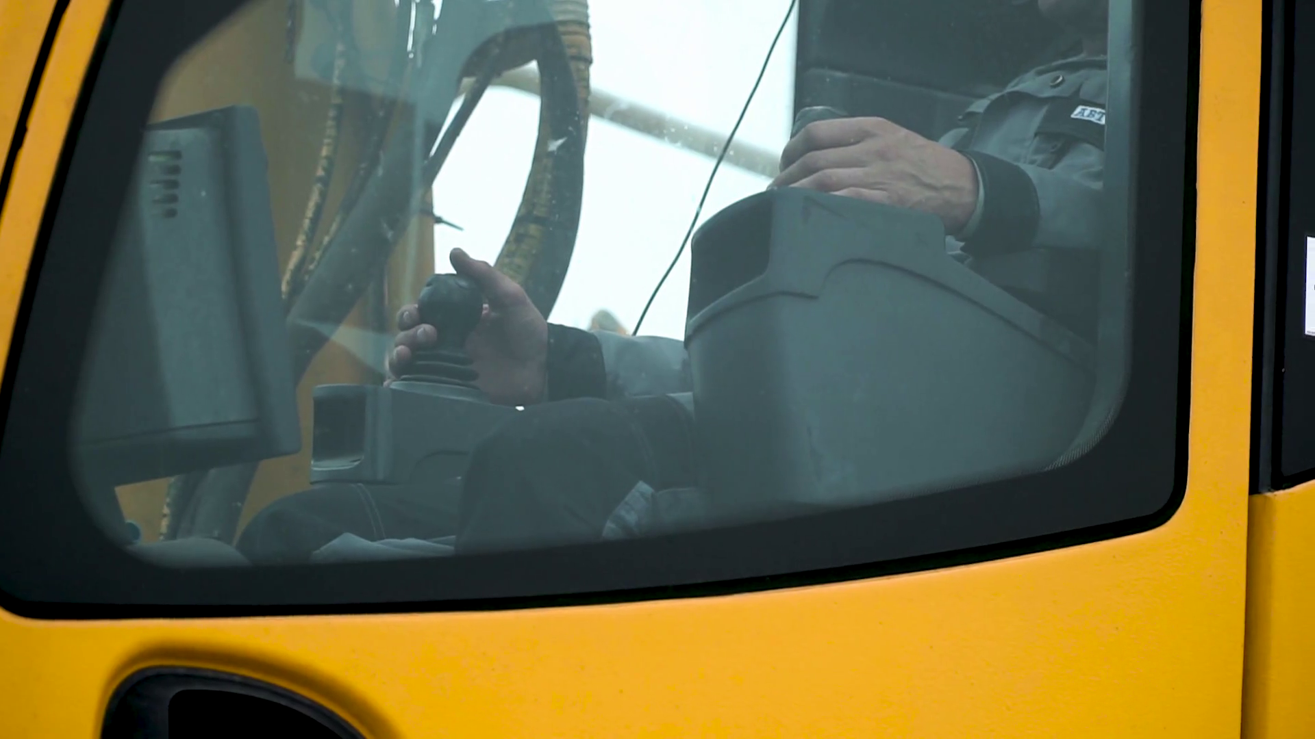 Drivers Cab Of Yellow Crane Working On Stock Footage SBV-348533340 ...