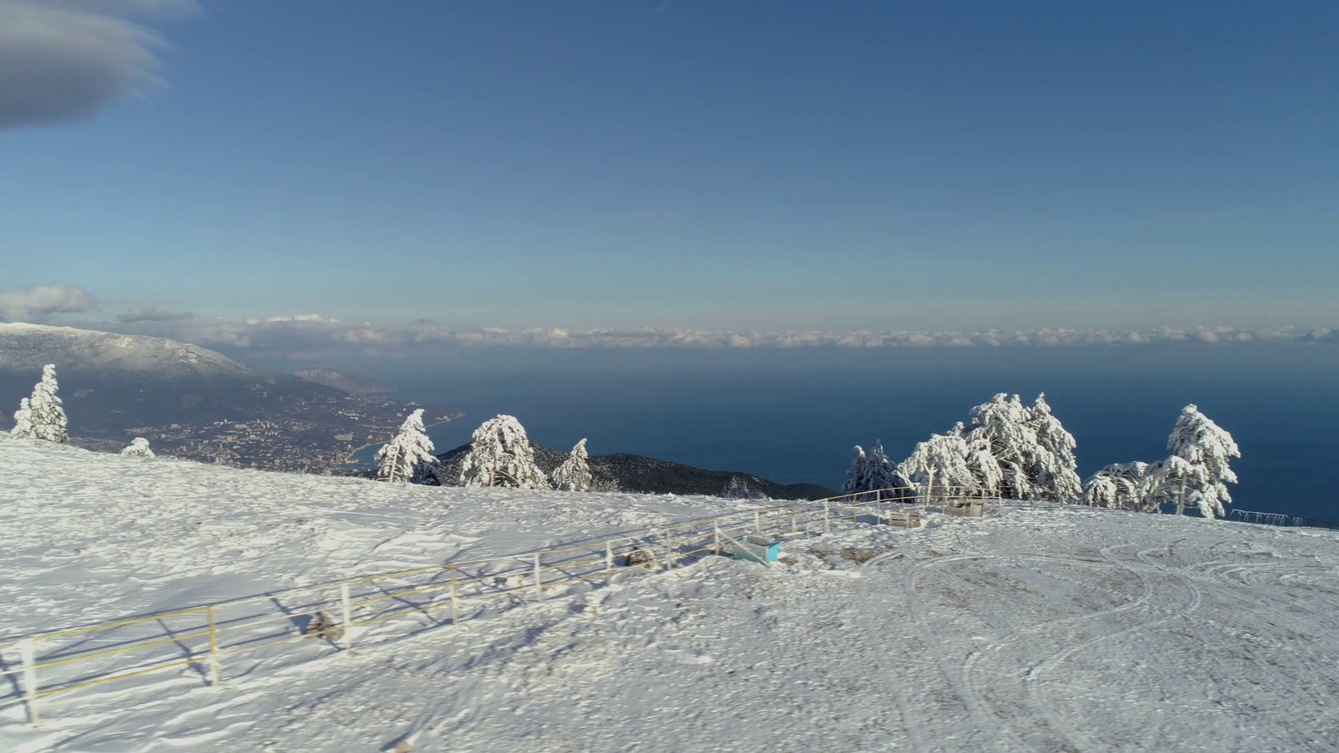 Aerial View Of Snowy Mountains Sea Cloudy Stock Footage SBV-348533571 ...