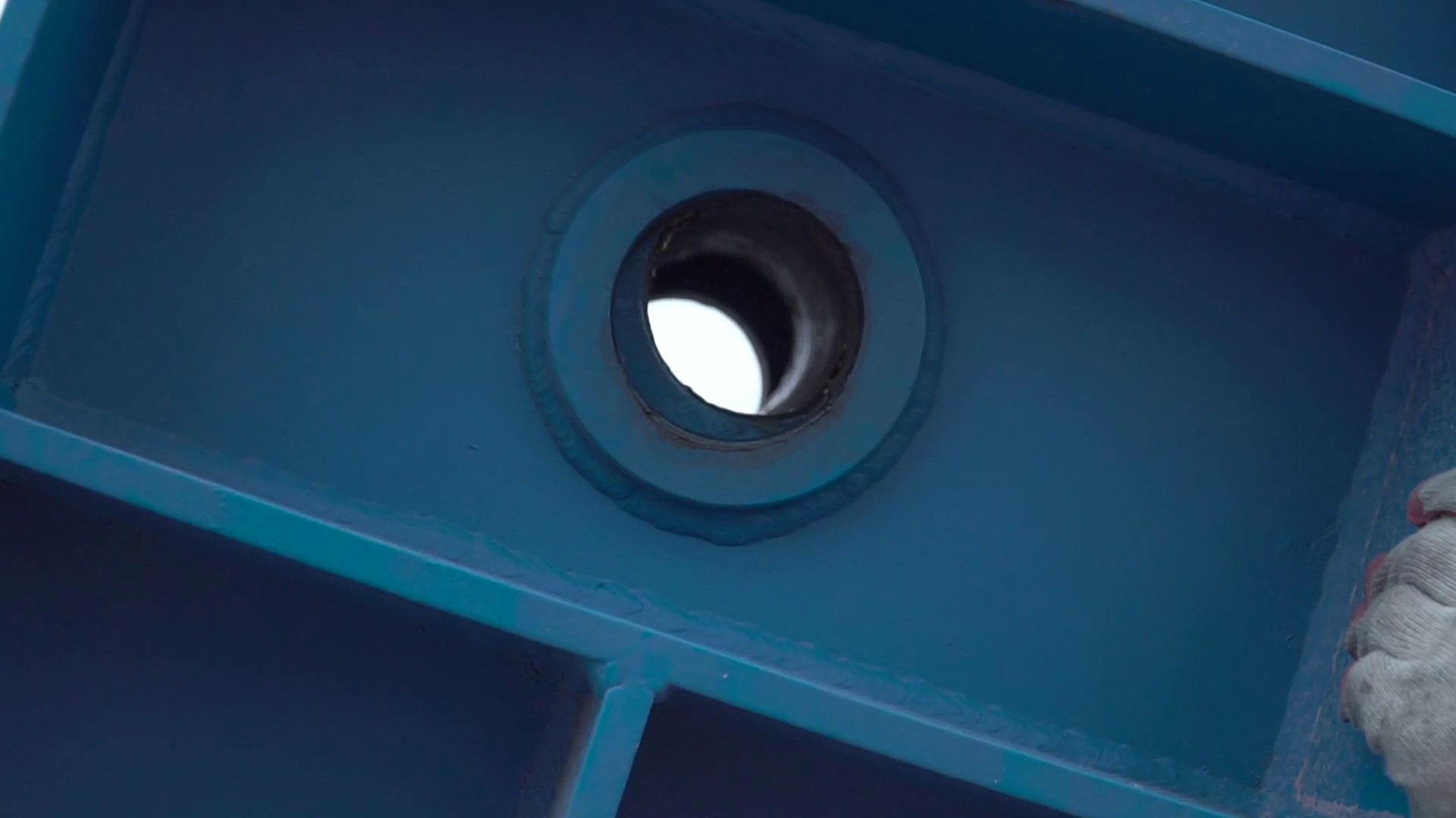 Close-up Of Large Moving Holes On Blue Panel Stock Footage SBV ...