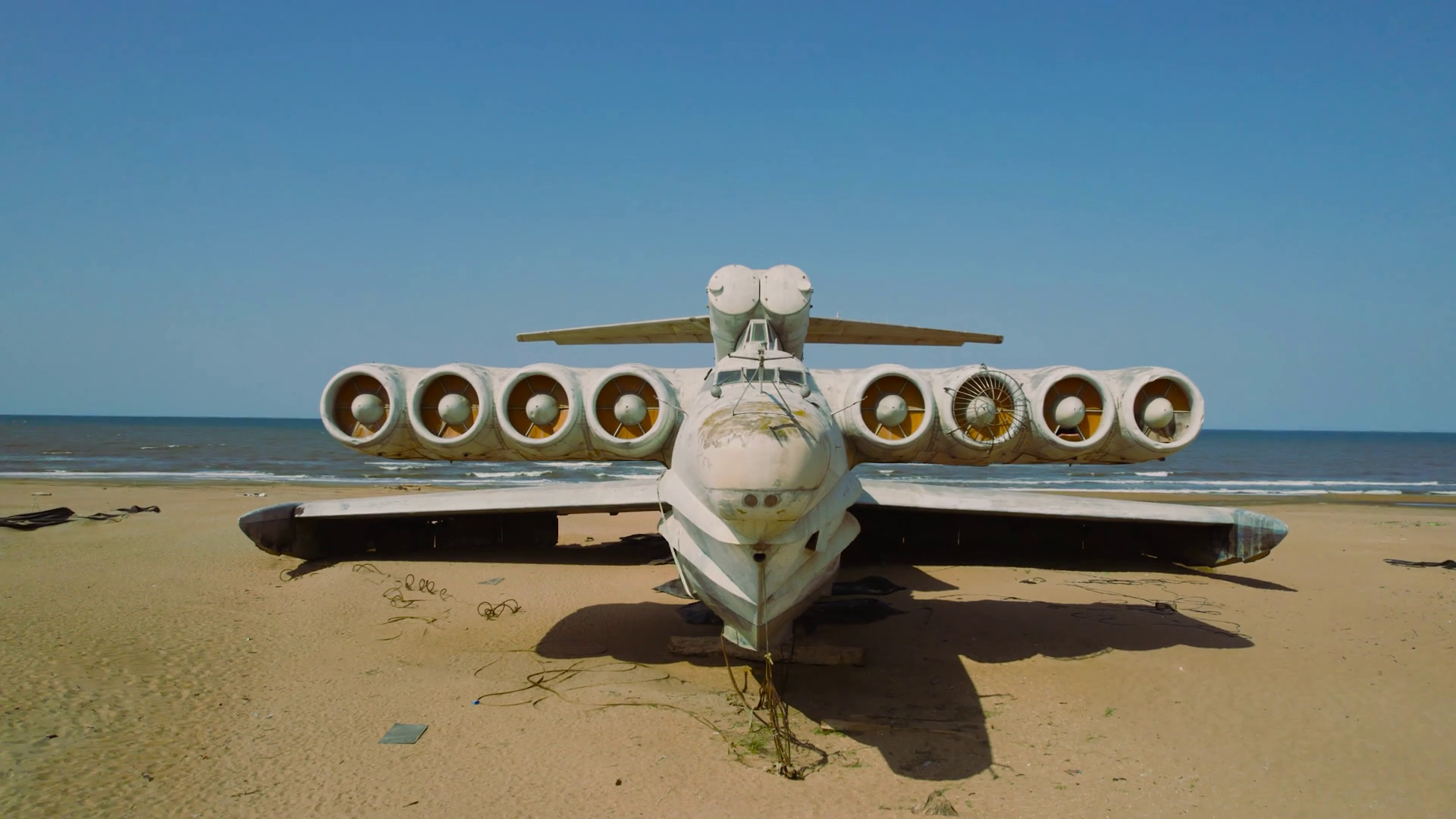Old Plane On Beach Action Military Plane Stock Footage SBV-348550443 ...