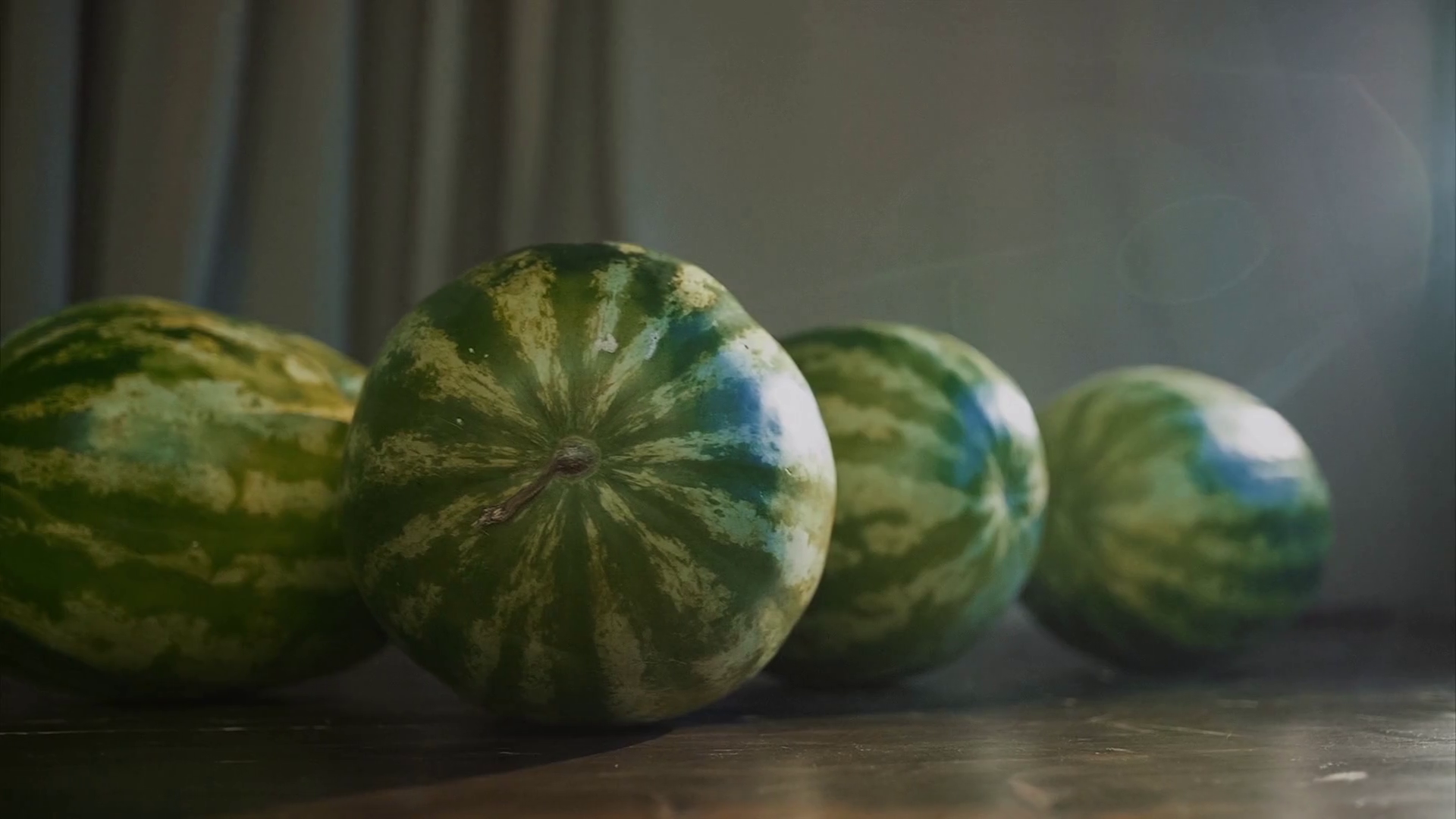 Close Up Of Four Whole Watermelons On Wooden Stock Footage SBV ...