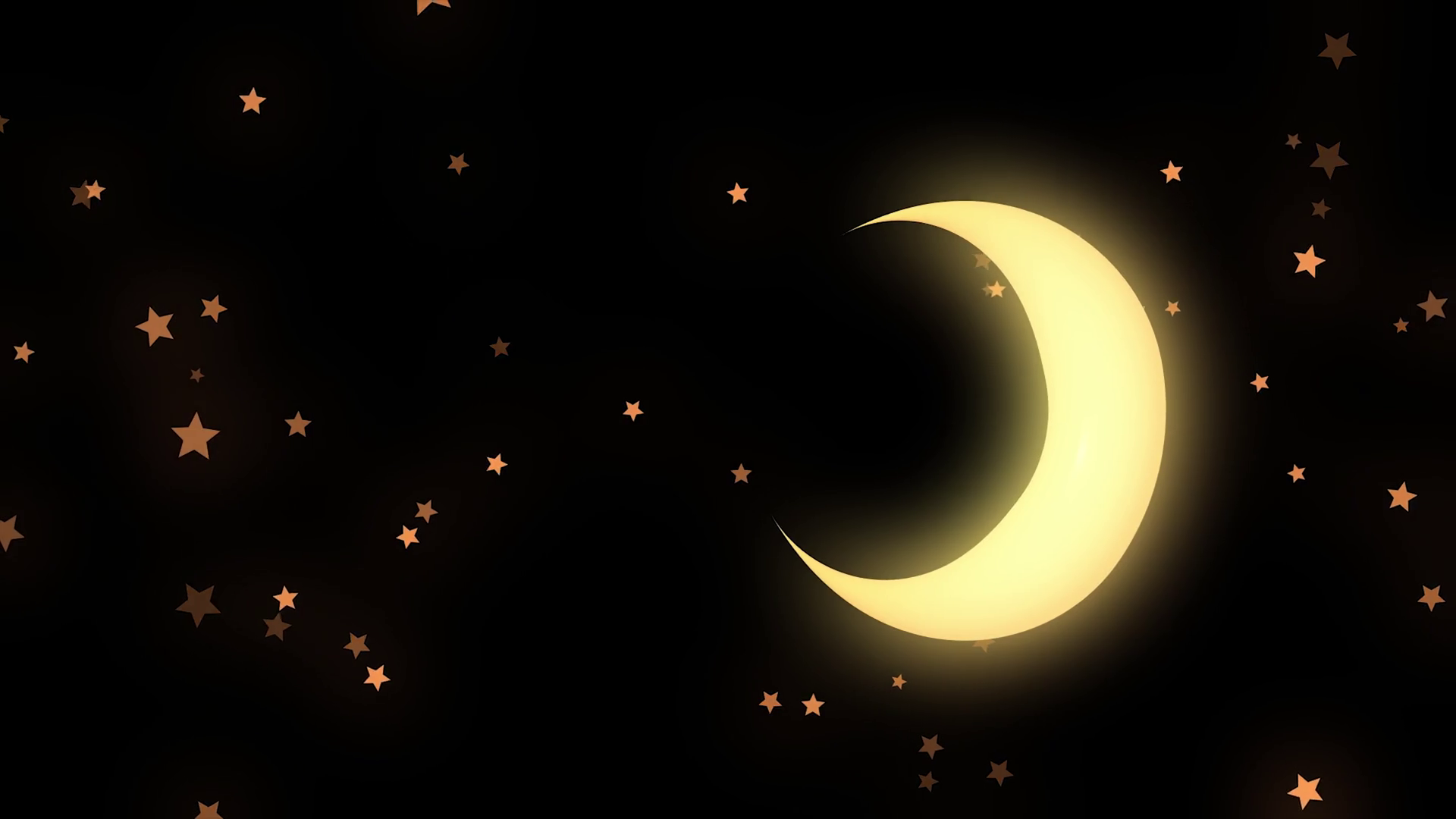 Golden Glowing Crescent Stars On Black Stock Motion Graphics SBV ...