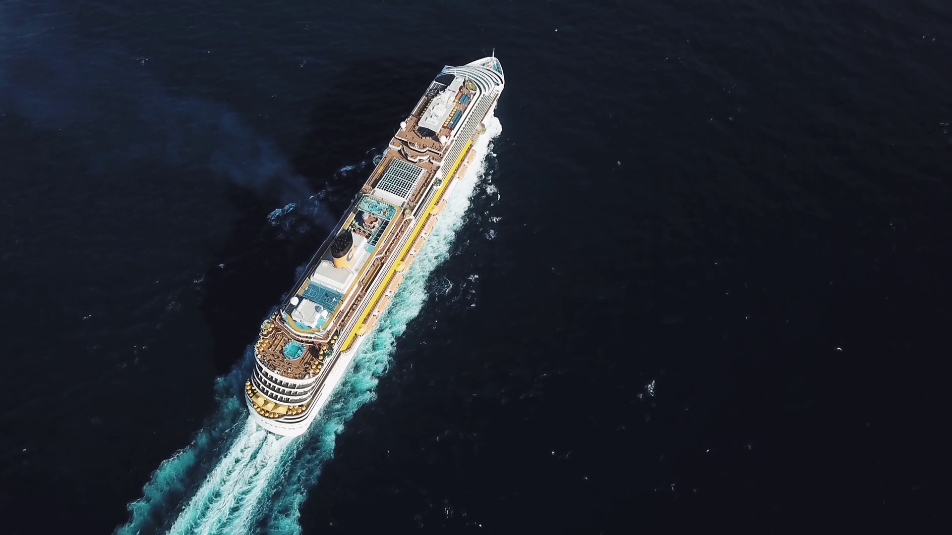Aerial Top View Of Stunning Cruise Ship At Stock Footage SBV-348541924 ...