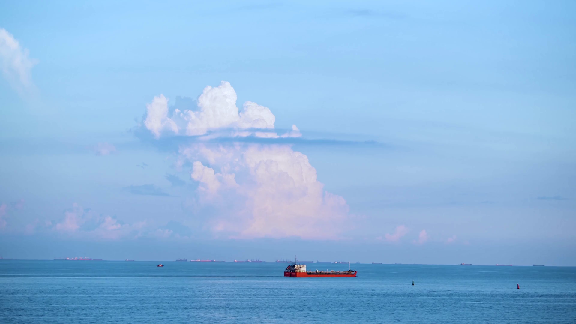 Breathtaking Seascpe With Sailing Red Barge Stock Footage SBV-348549924 ...
