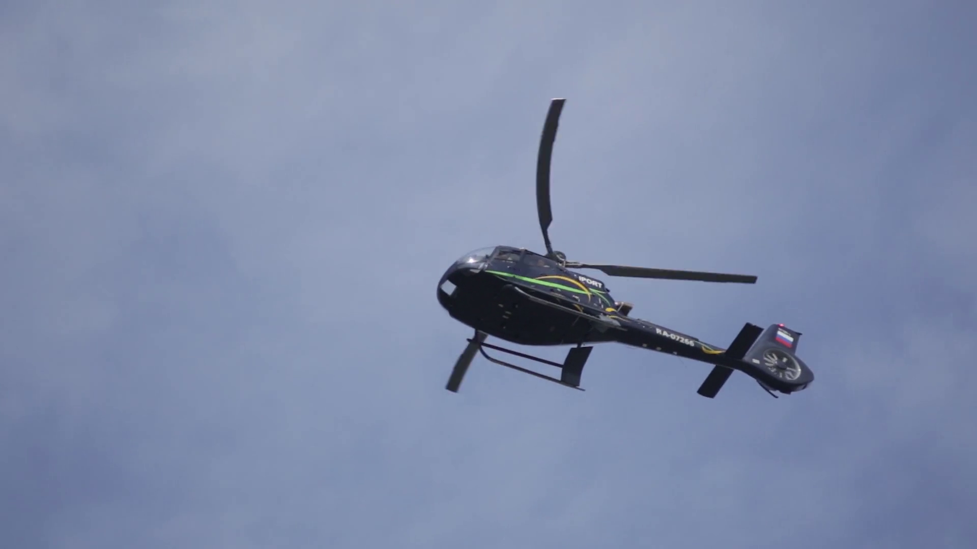Helicopter In Cloudy Sky With Lightning Stock Footage SBV-348565822 ...