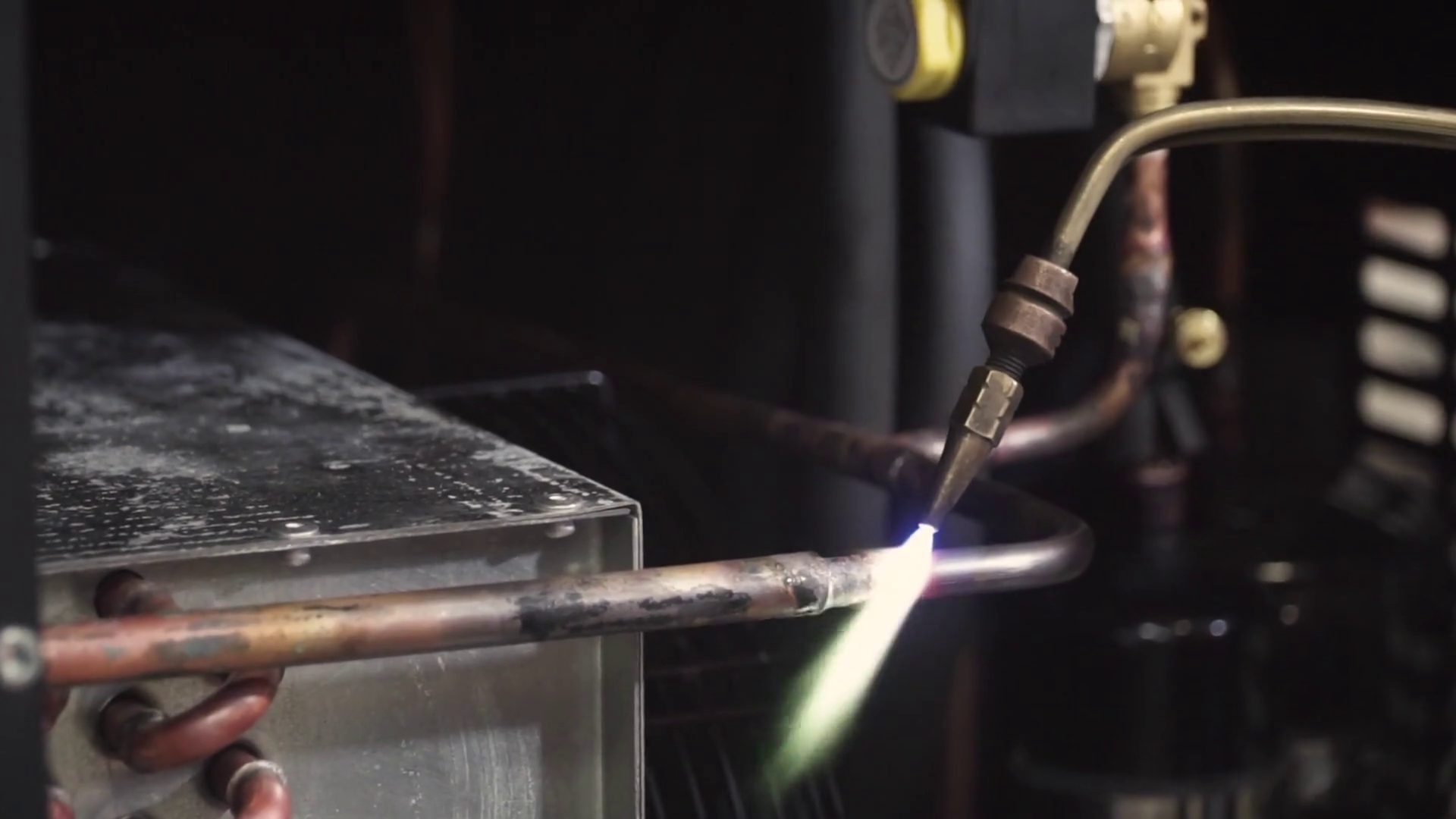 Close-up On Blow Torch Fusing Copper Tube Stock Footage SBV-348576891 ...