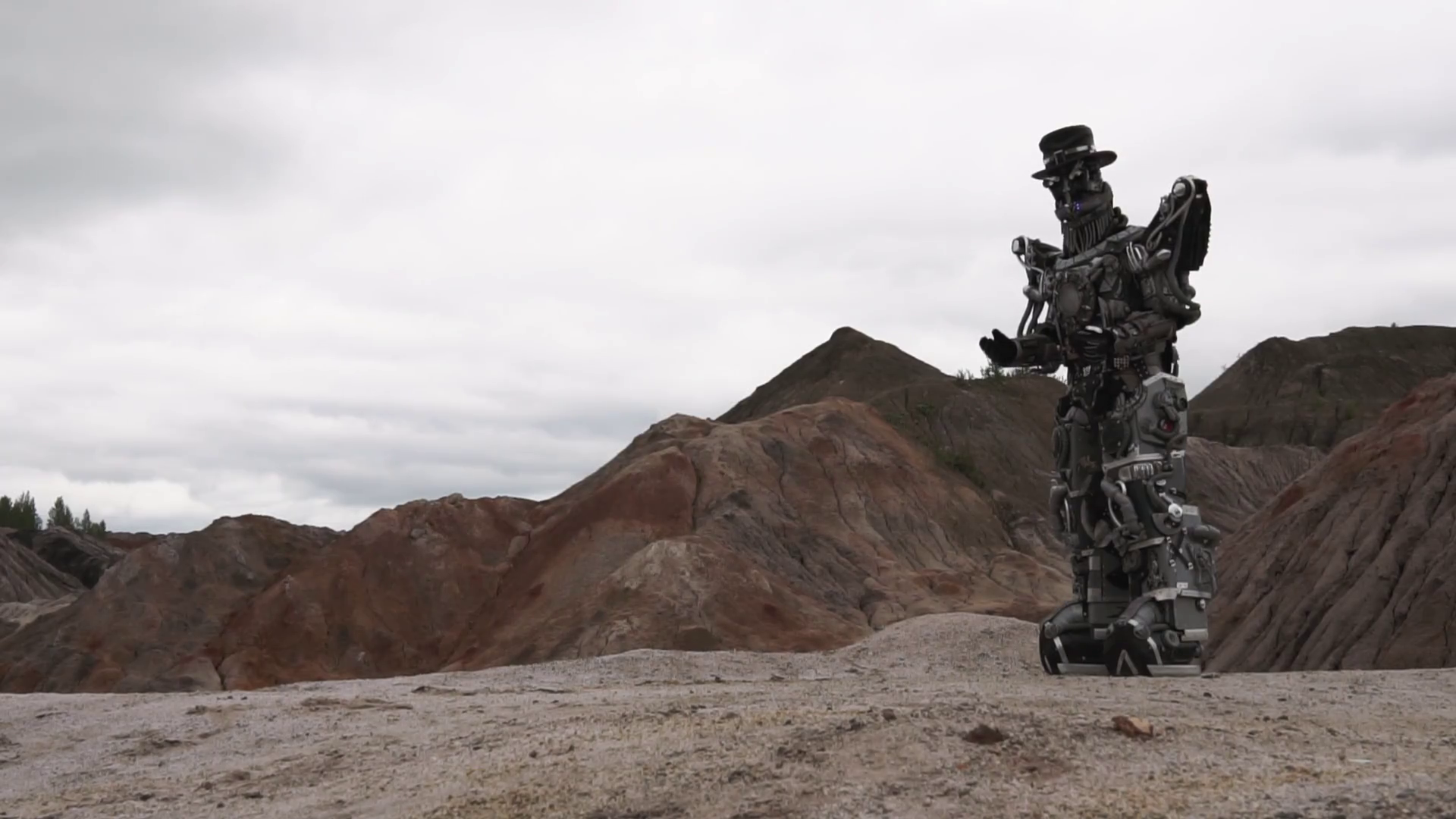 Robot Walking In Desert Landscape Footage Stock Footage SBV-348578305 ...