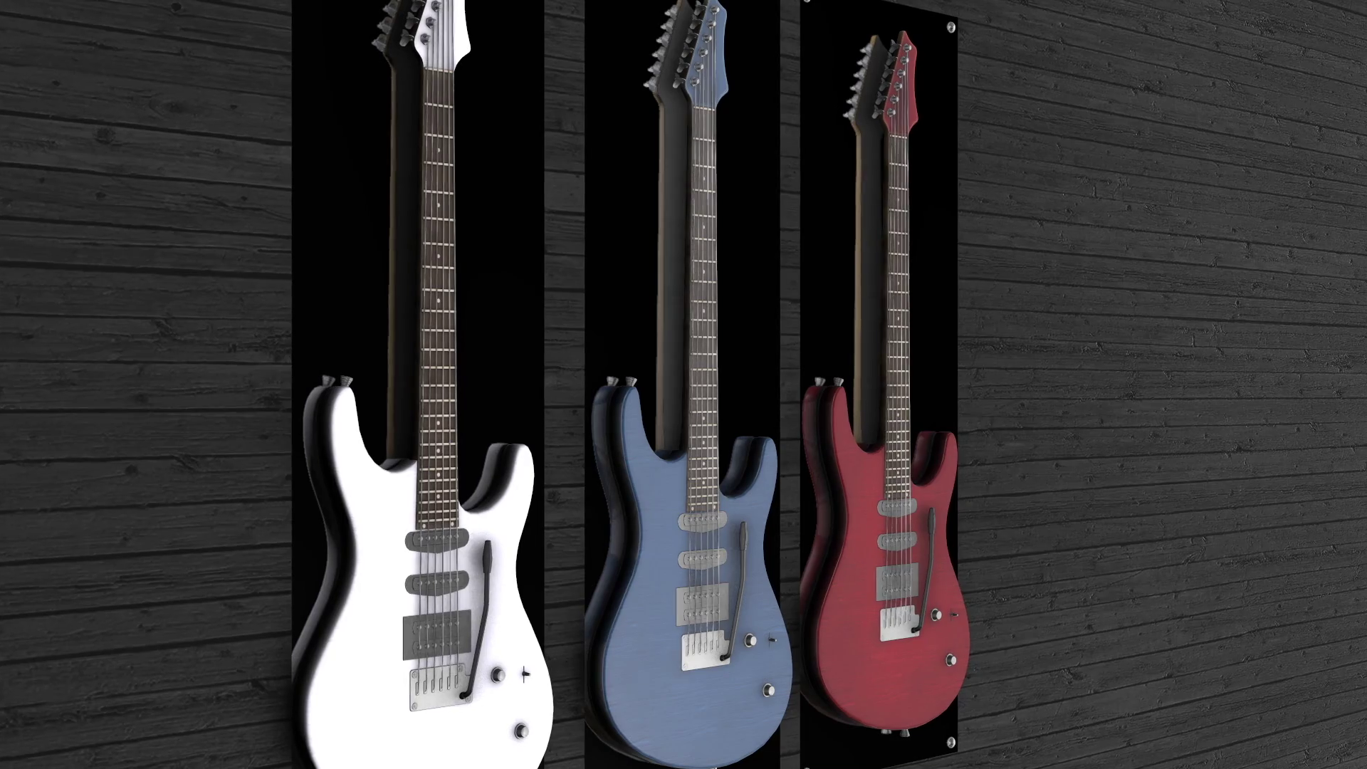 Animation Of Three Guitars Hanging On Wall Stock Footage SBV-348576734 ...