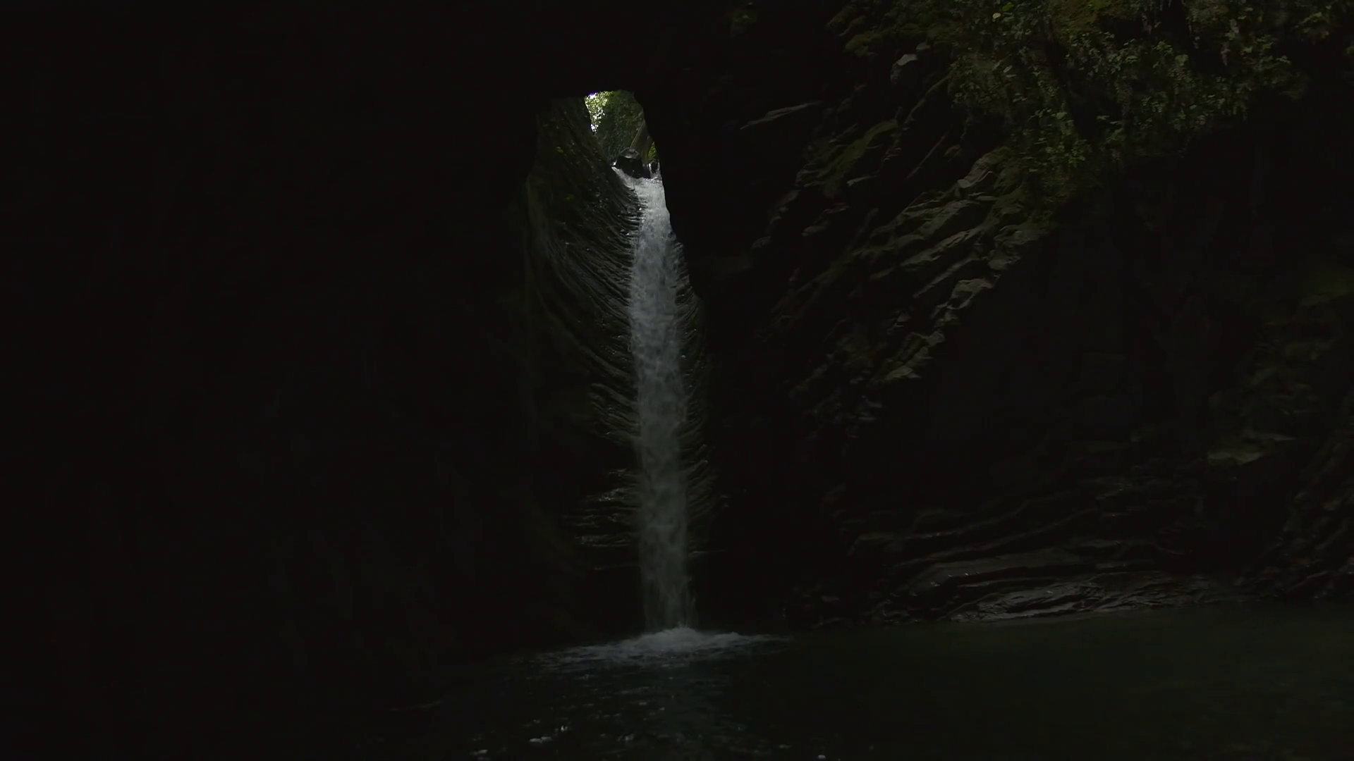 Amazing Beautiful Waterfall In Deep Cave At Stock Footage SBV-348584343 ...