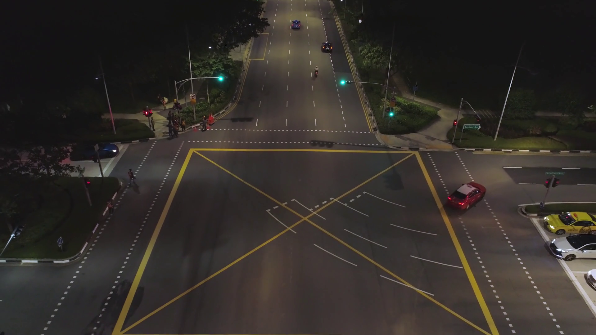 The Light On Crossroad At Night Movement Of Stock Footage SBV-348587106 ...