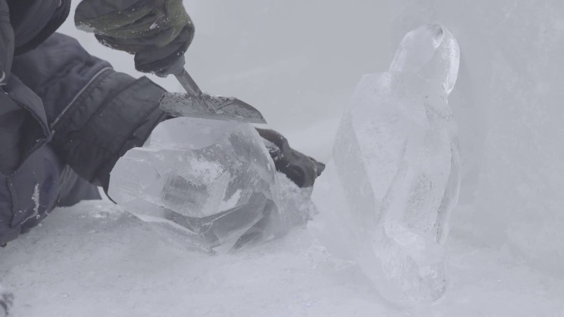 Master Scraper Performs Movement Across Ice Stock Footage SBV-348586093 ...