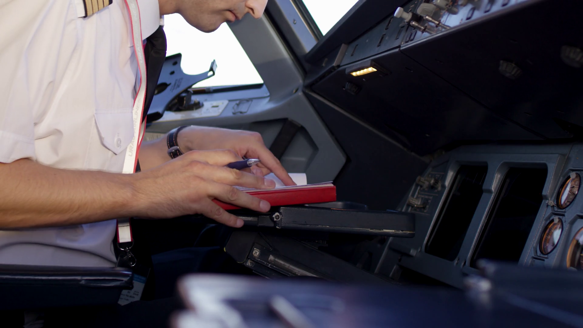 A Pilot Checking Instruments In Plane Stock Footage SBV-348585605 ...
