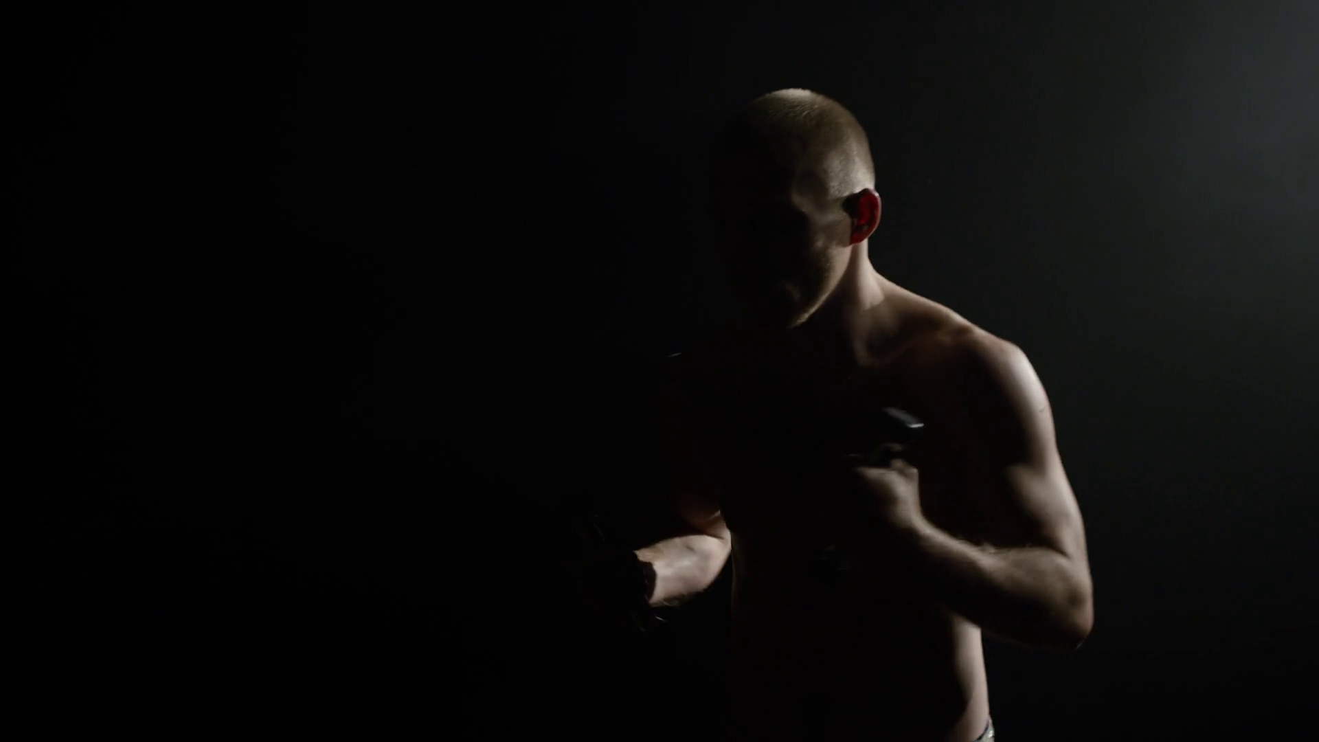 Fight With Shadow On Dark Background Fighter Stock Footage SBV ...