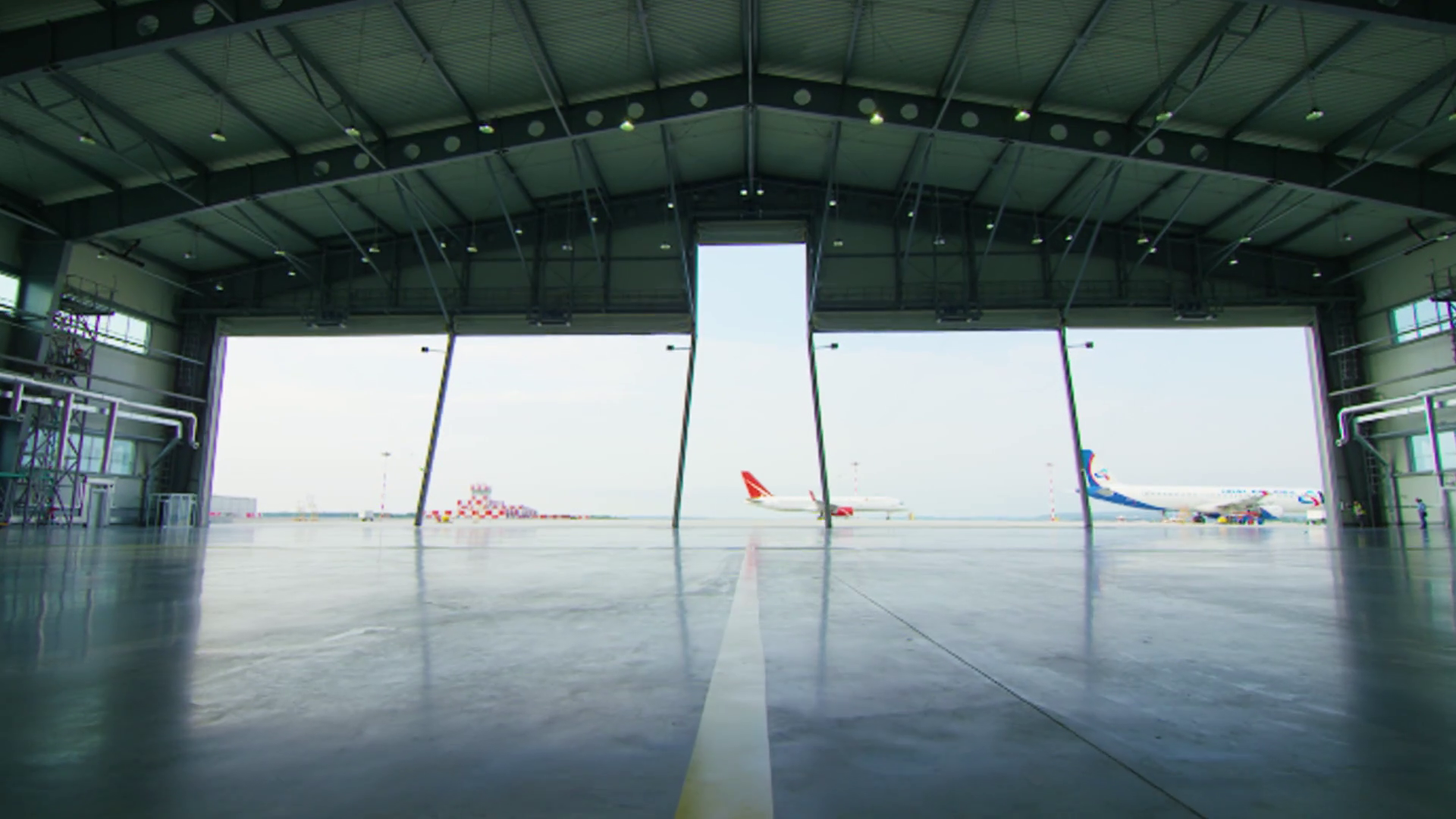 Roll Shutter Door In Airport Hangar Shutter Stock Footage SBV-348586179 ...